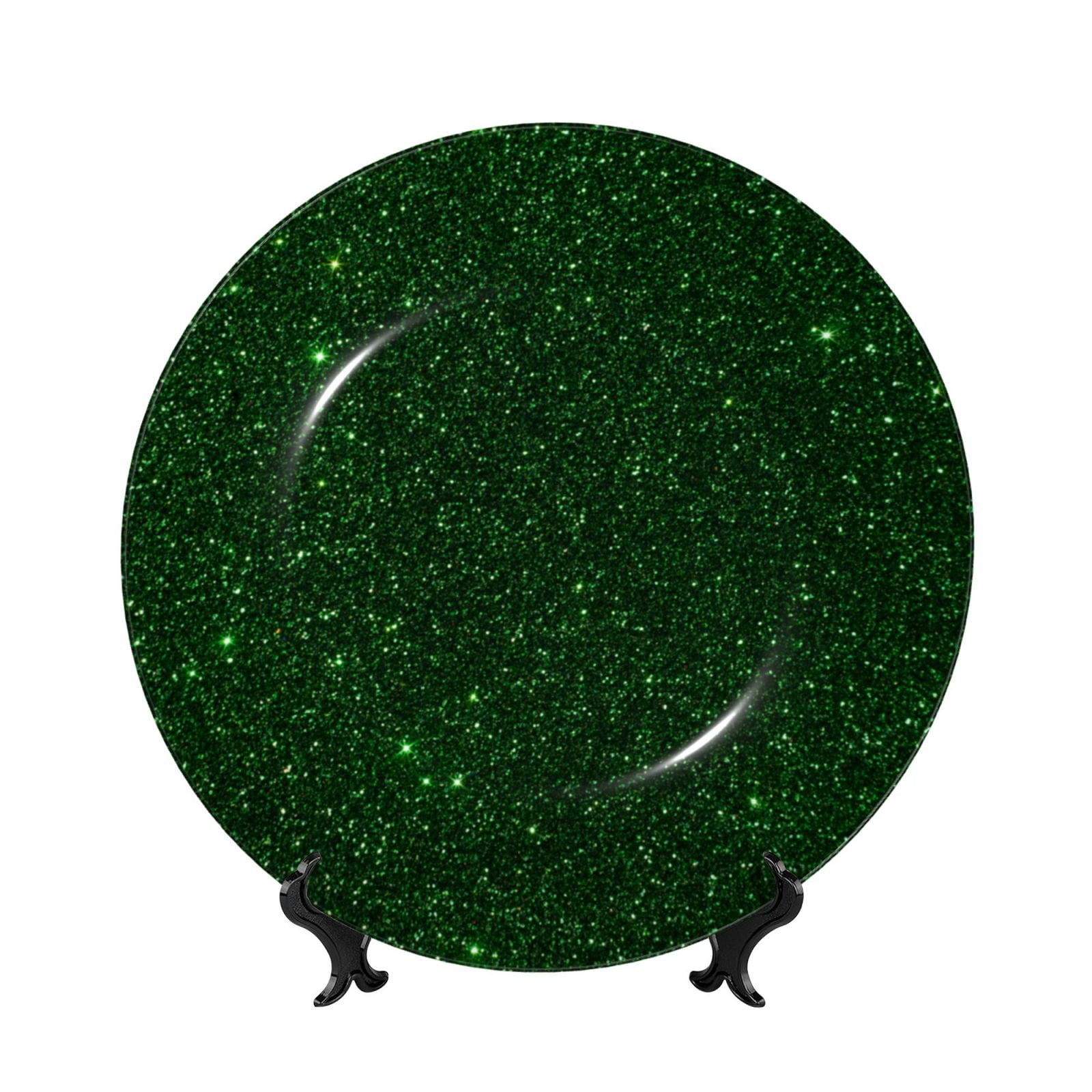 Balery Emerald Green Sparkling Print Bone China Decorative Plate ...