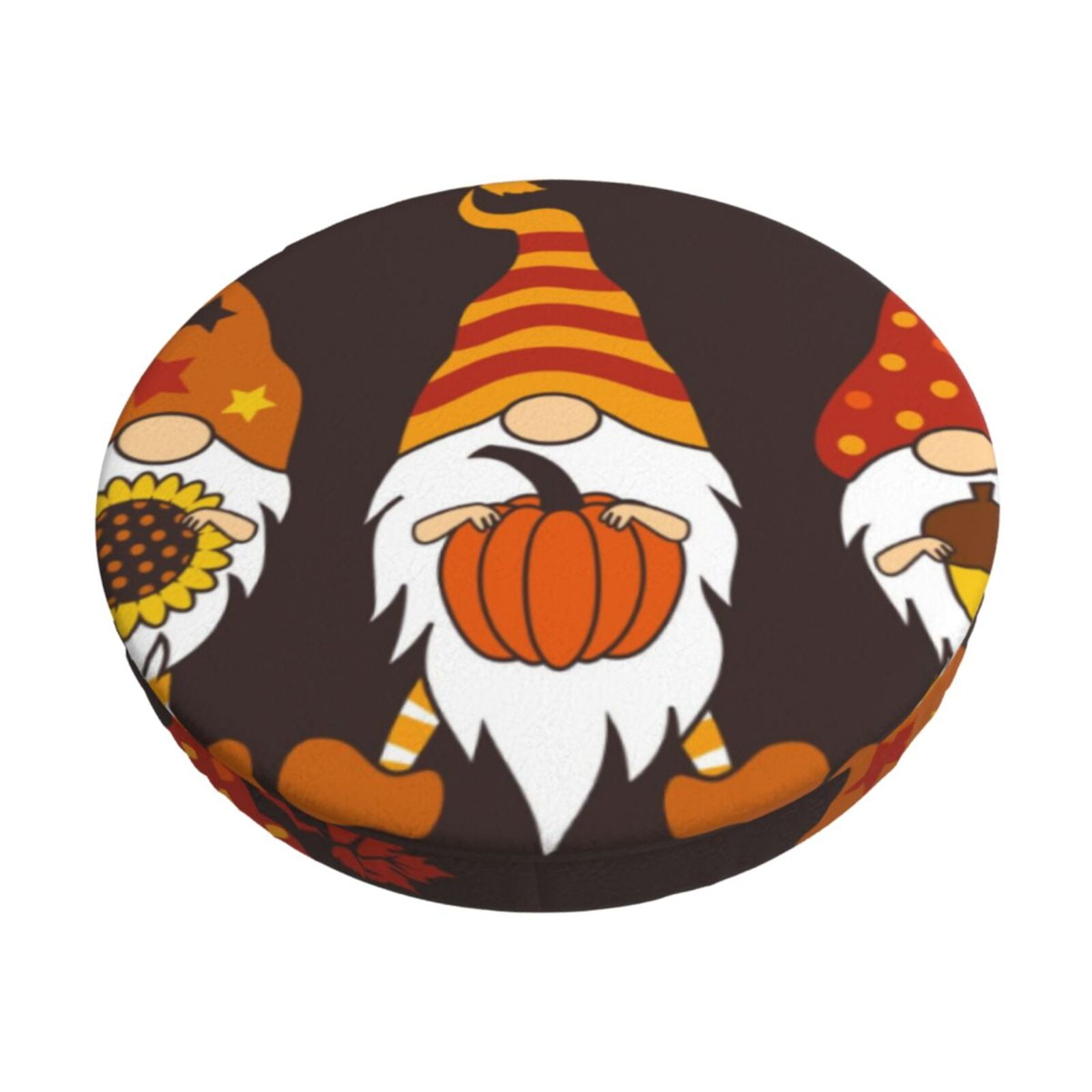 Balery Fall Gnomes Round Bar Stool Seat Covers Velvet Fabric Adjustable ...
