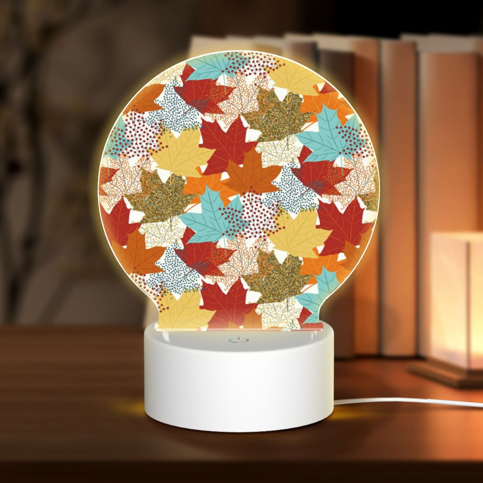 Balery Fall Maple Leaves Pattern Acrylic Night Light Gift with 3 Color ...