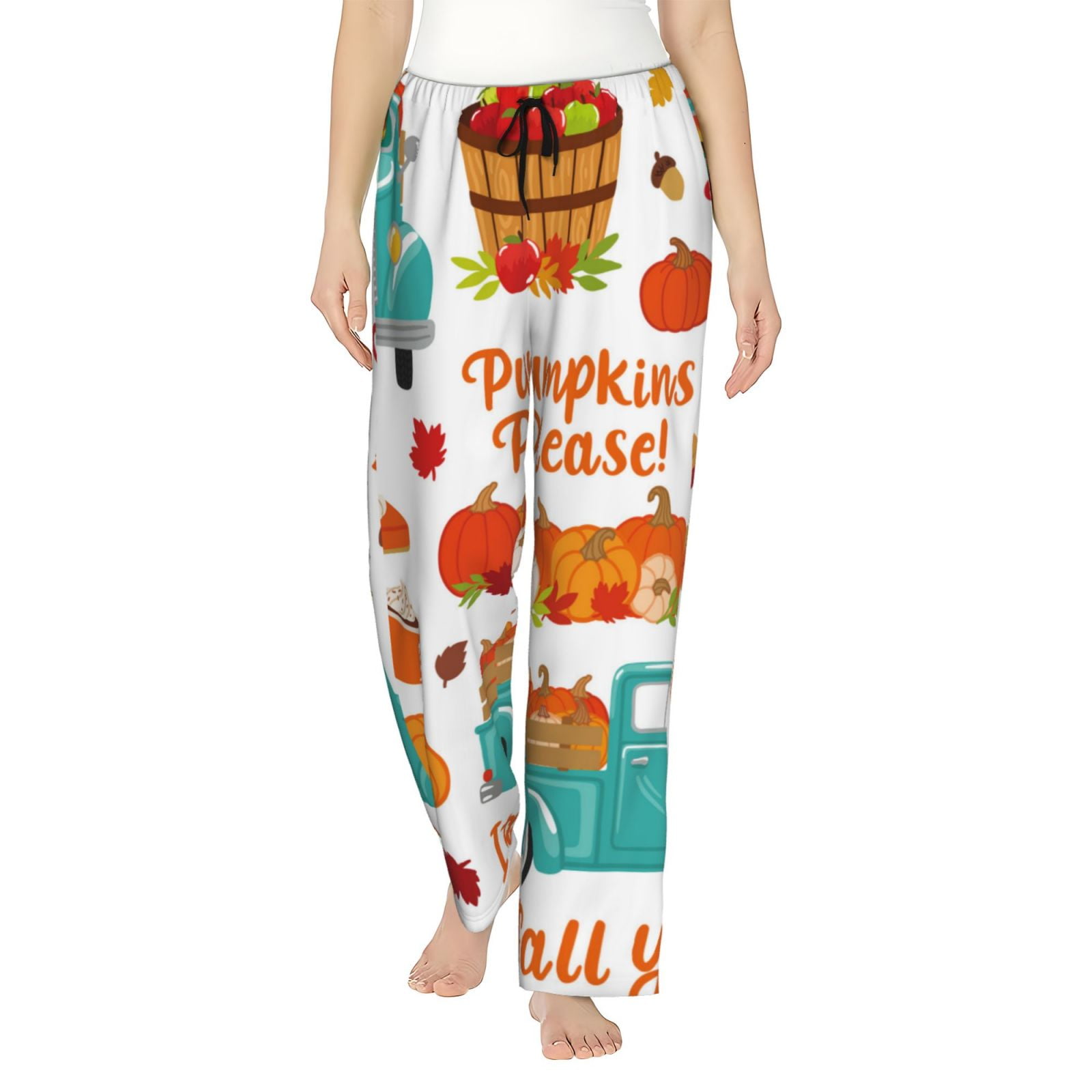 Balery Fall Pumpkins print Women's Pajama Pants,Ultra Lightweight Pjs ...