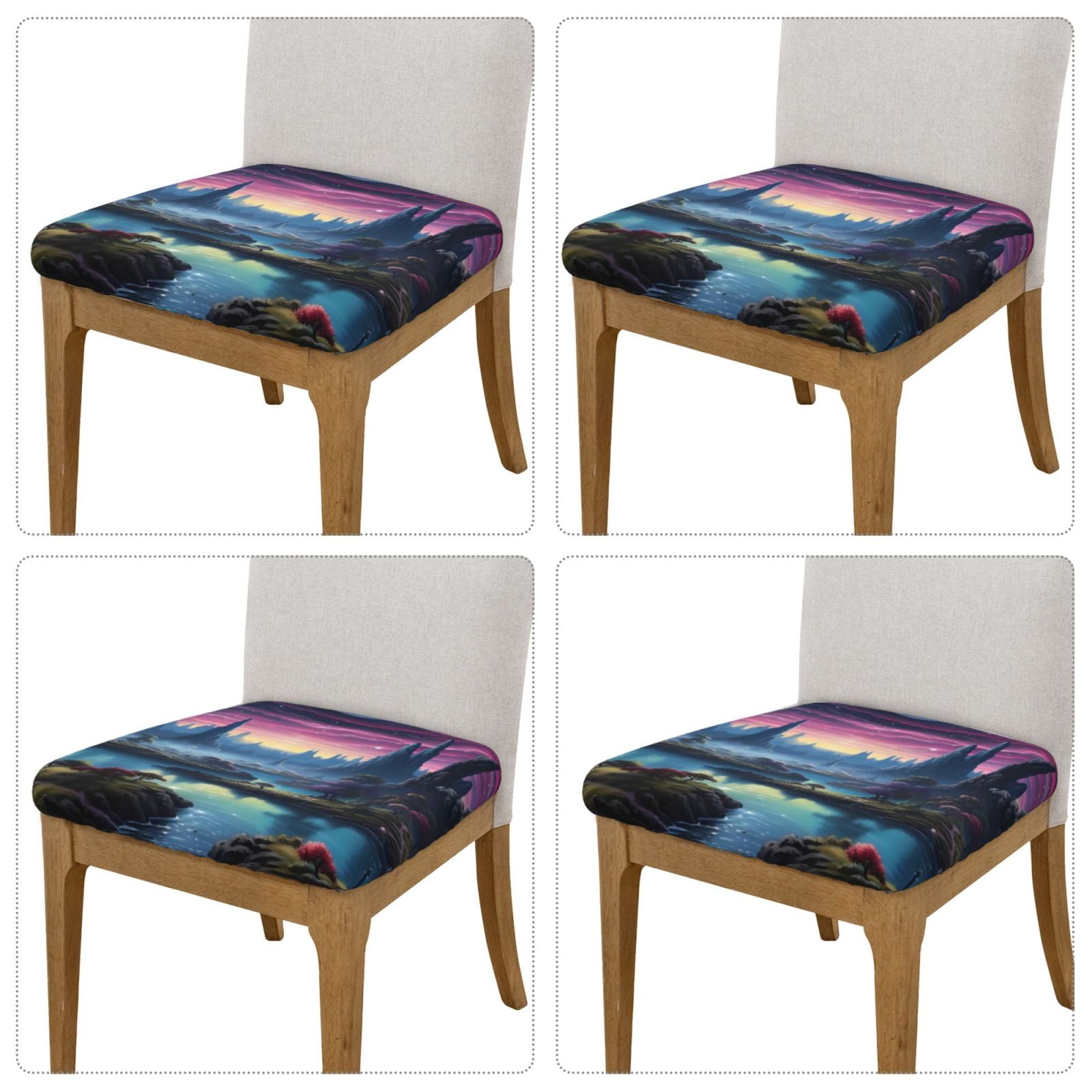 Balery Fantasy Landscape Starry Night Stretch Couch Cushion Covers ...