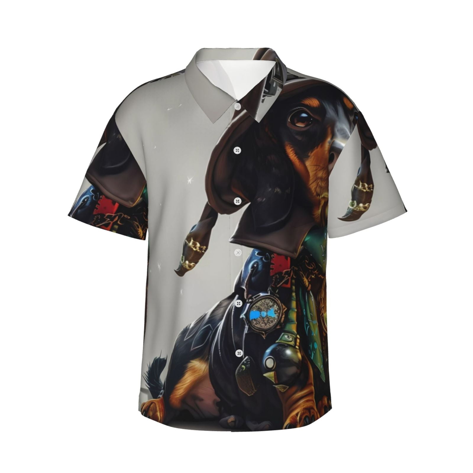 Balery Fantasy Wizard Dog Art Print Men's Hawaiian Shirts Short Sleeve ...