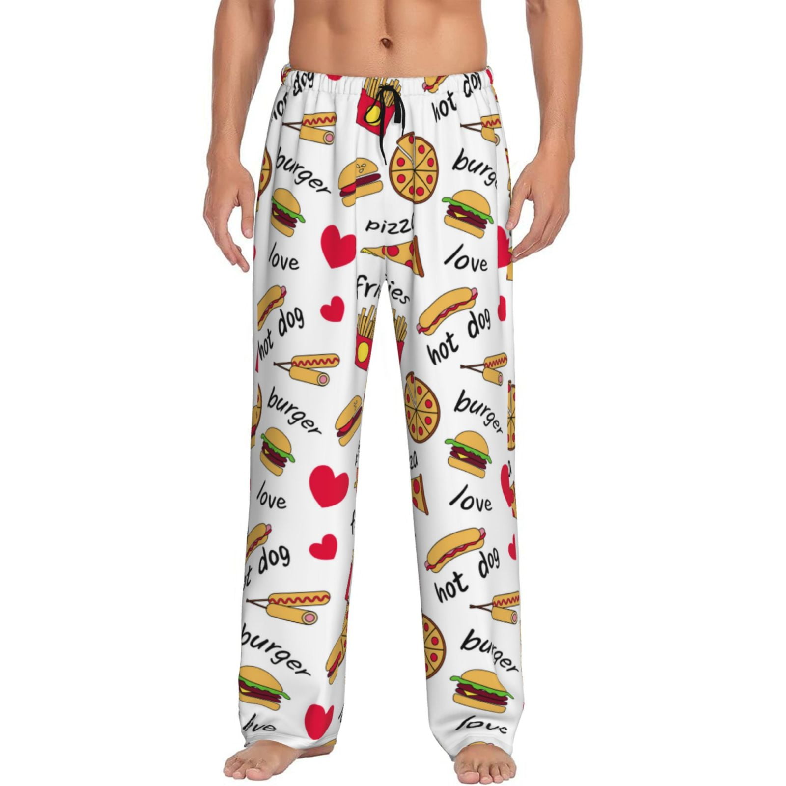 Balery Fast Food print Men's Pajama Pants,Ultra Lightweight Pjs,Lounge ...