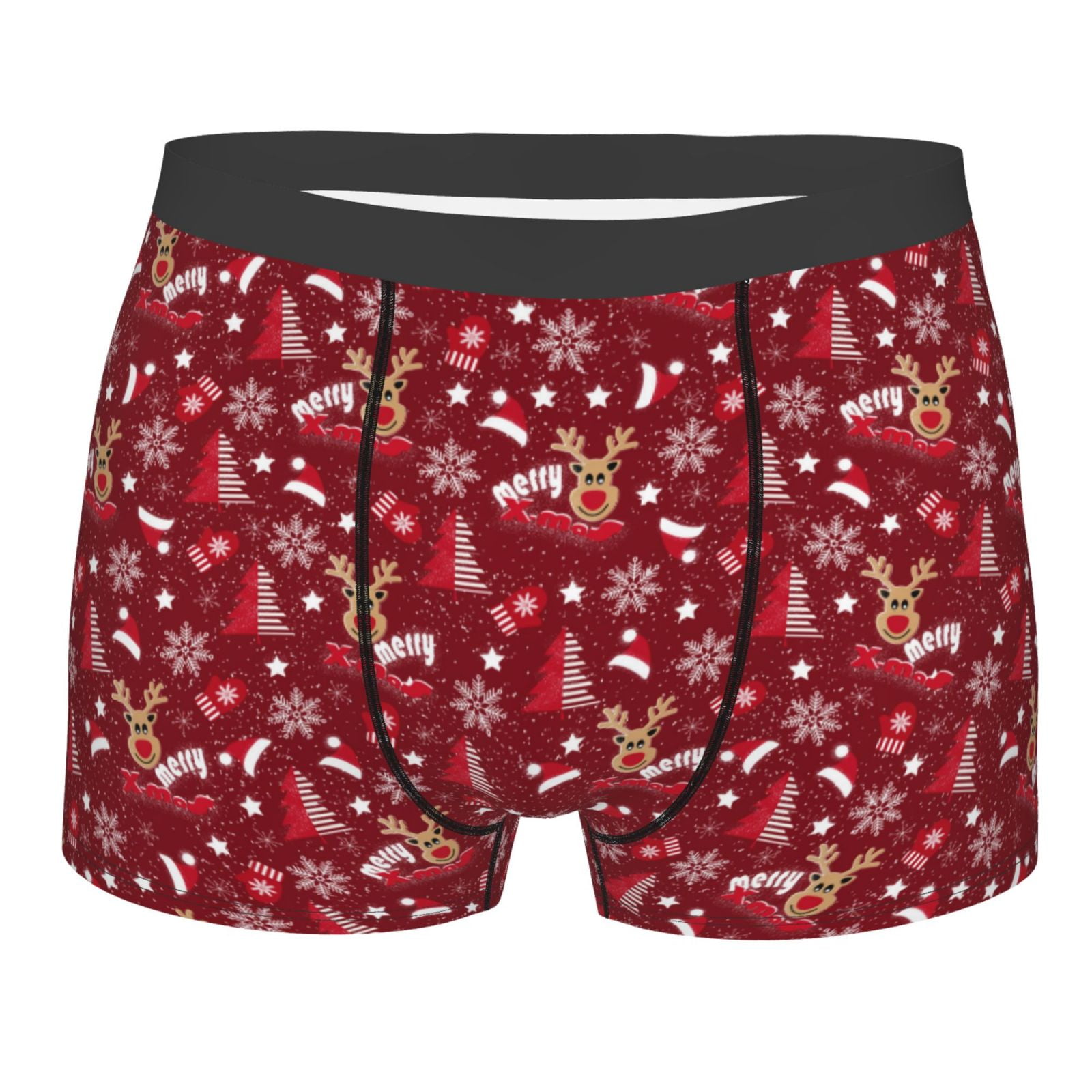 Balery Festive Reindeer Men's Boxer Briefs, Soft and Breathable Cotton ...