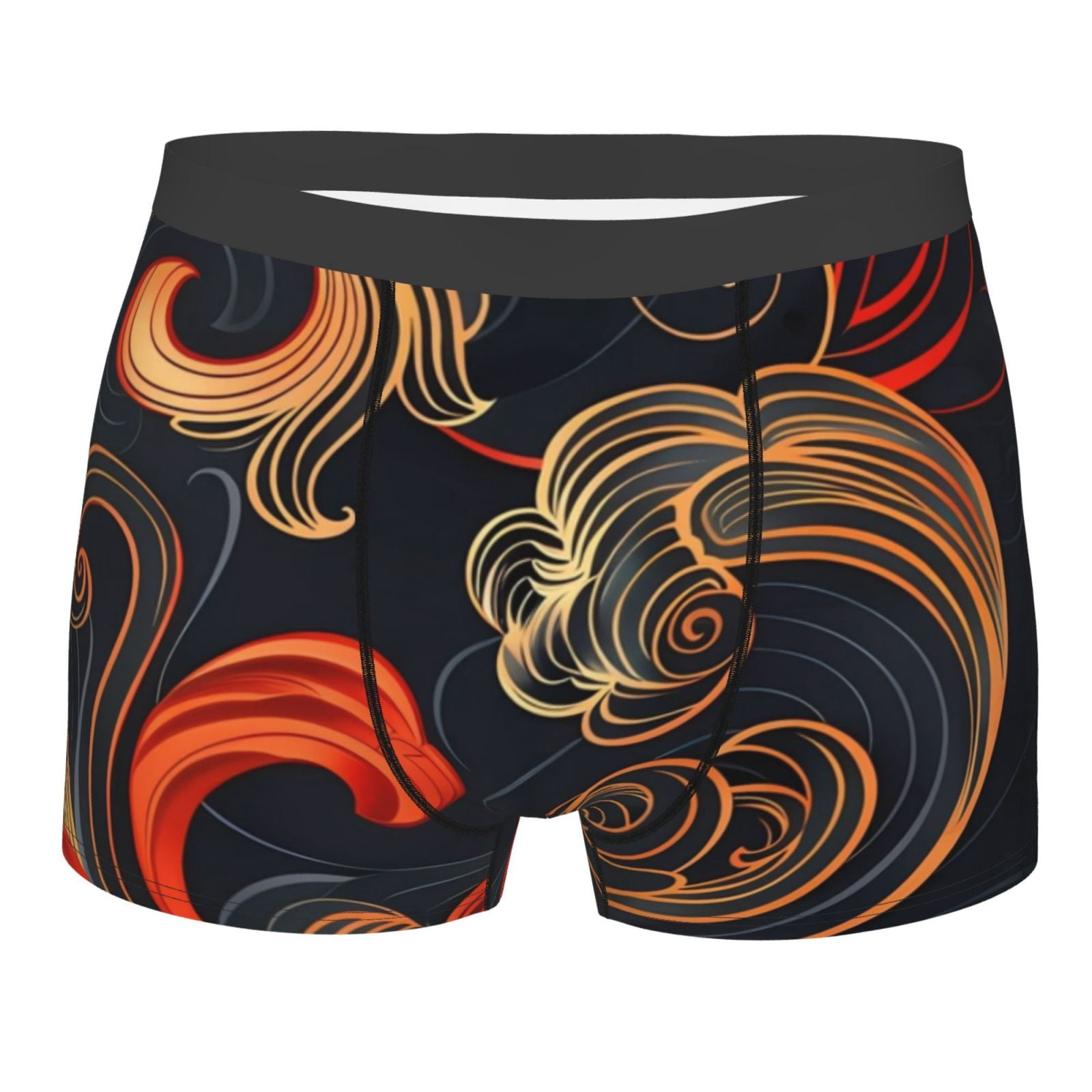 Balery Fiery Floral Pattern Men's Boxer Briefs, Soft and Breathable ...