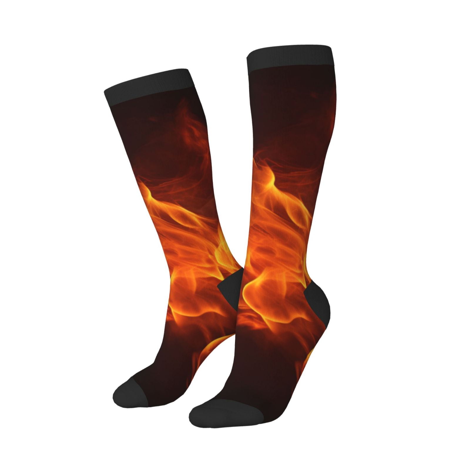 Balery Fiery Orange Flames Energy Printed Novelty Socks Men's Women's ...