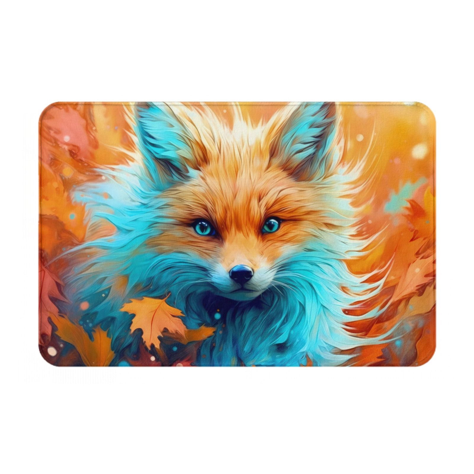 Balery Fiery Red Maple Leaf Fox Doormat, Durable Flannel Fabric ...