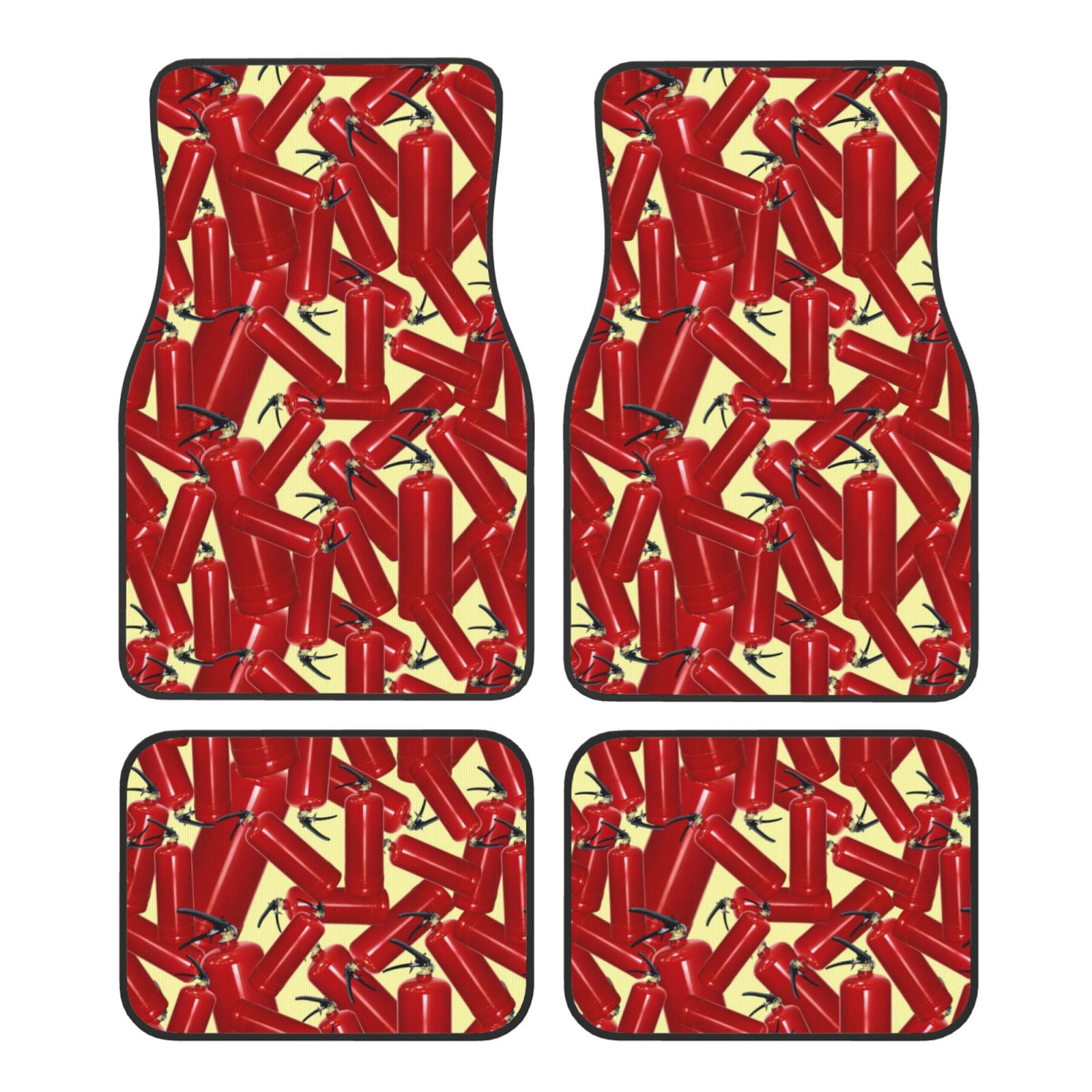 Balery Fire Extinguisher Pattern 4-Piece Floor Mats, Heavy-Duty Rubber ...
