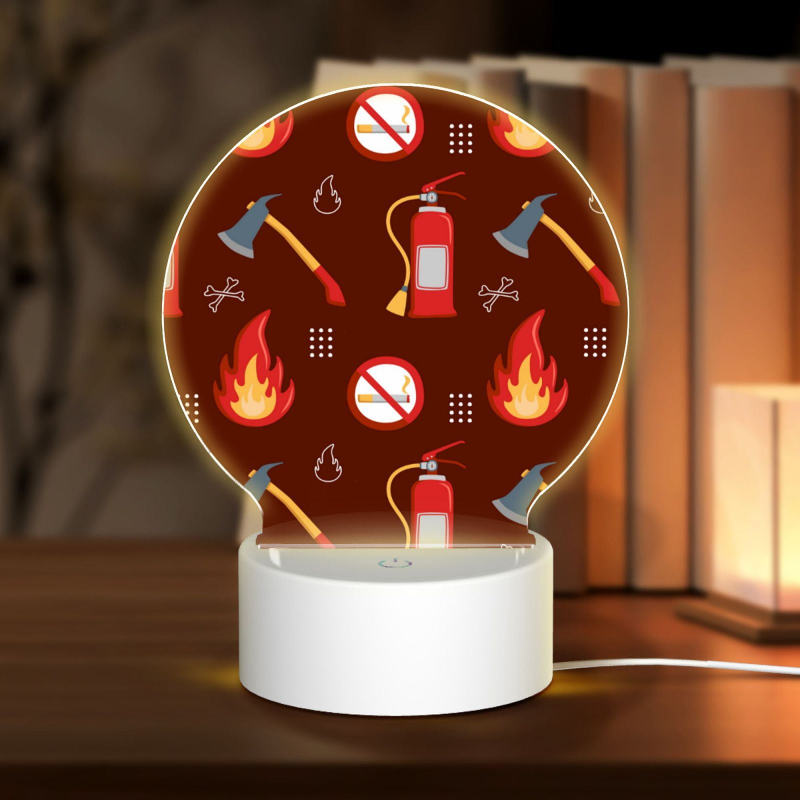 Balery Fire Extinguisher Pattern Acrylic Night Light Gift with 3 Color ...
