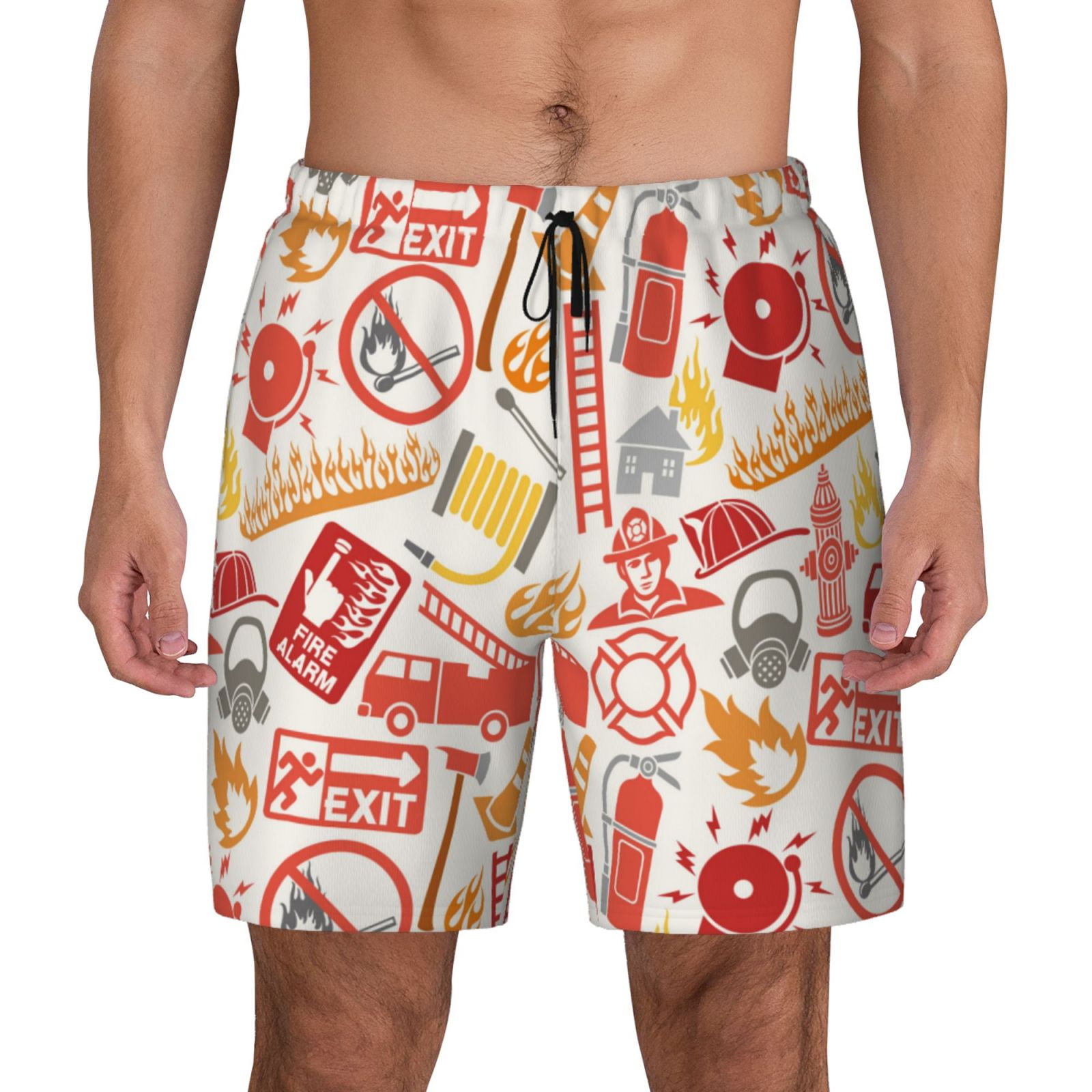 Balery Firefighter Icons Mens Swim Trunks Swim Shorts for Men Quick Dry ...
