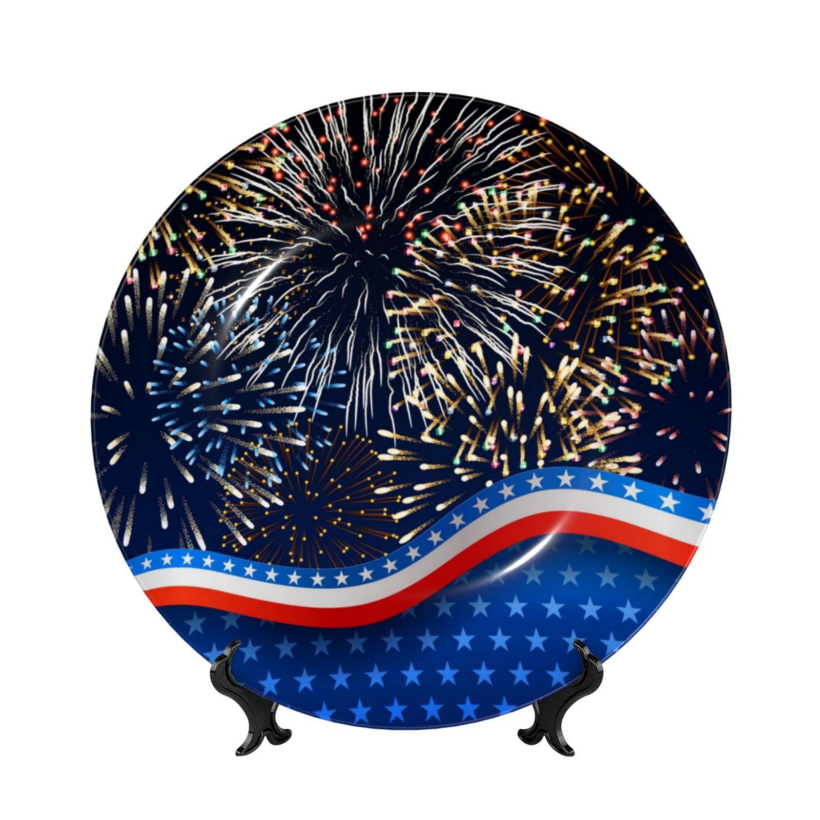 Balery Fireworks Print Bone China Decorative Plate Ceramic Dinner ...
