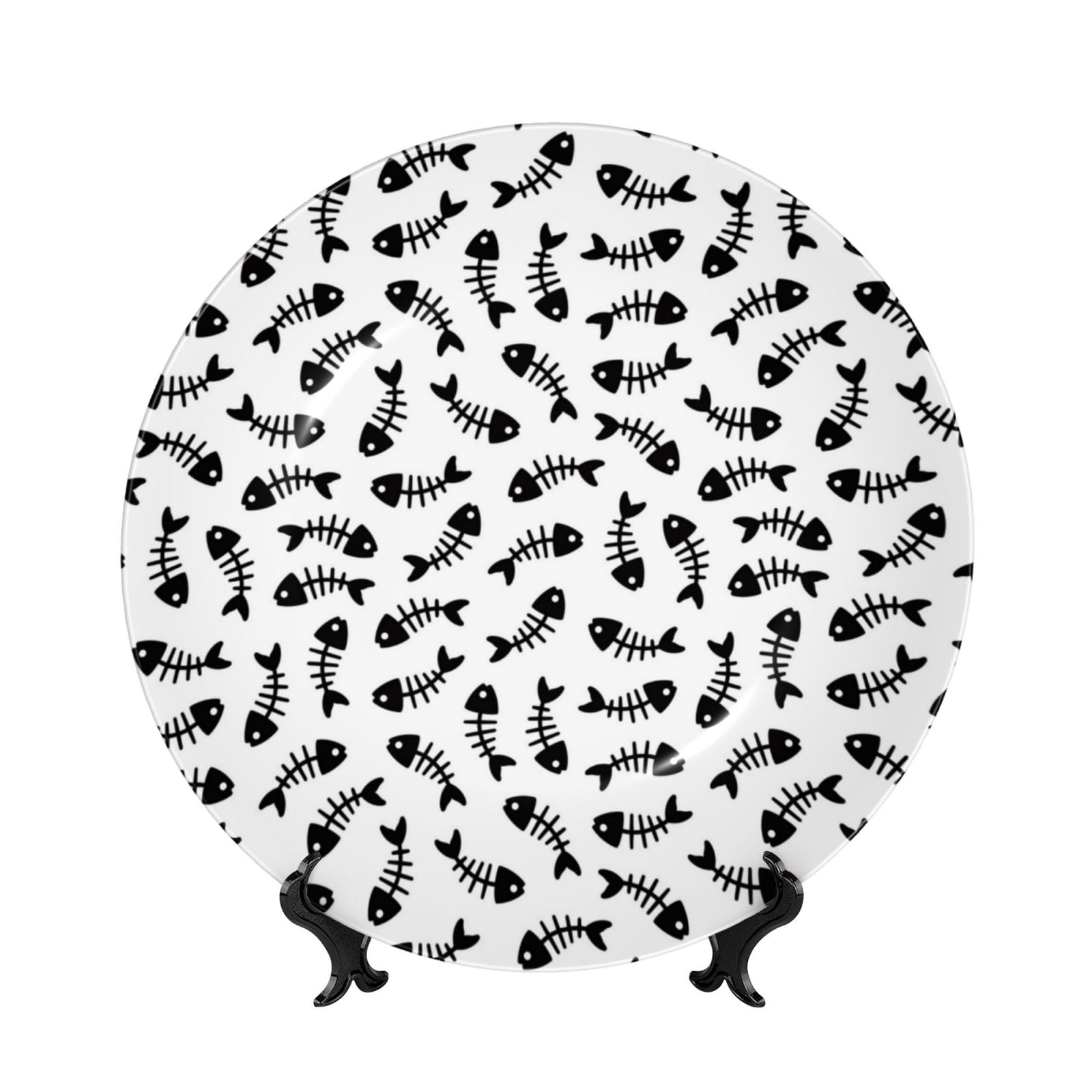 Balery Fish Bone Print Bone China Decorative Plate Ceramic Dinner ...