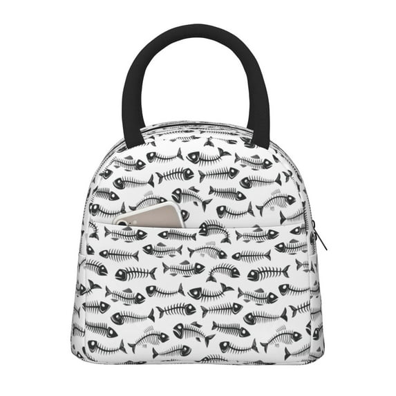 Balery Fish Bones Pattern Lunch Bag Women, Lunch Box, Lunch Bag, Small ...