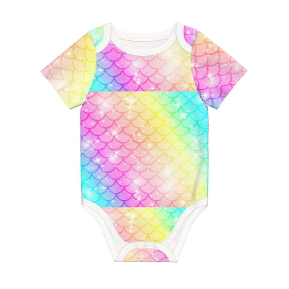 Balery Fish Scale Pattern Baby Climbing Clothes Infant Bodysuit Cute ...