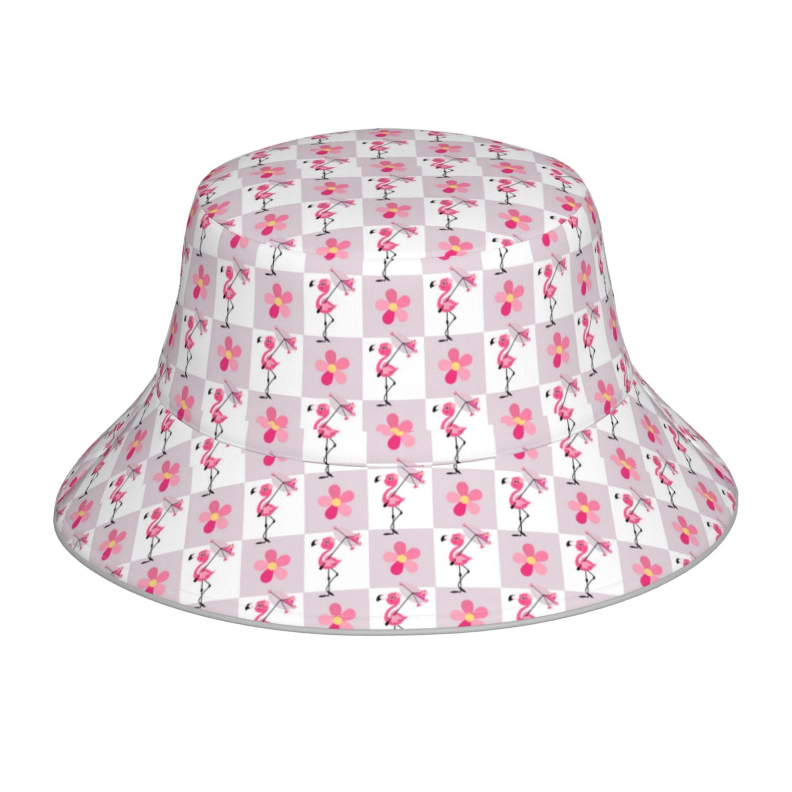Balery Flamingo On Checkered Sun Hats for Men Women Bucket Hat UPF 50 ...