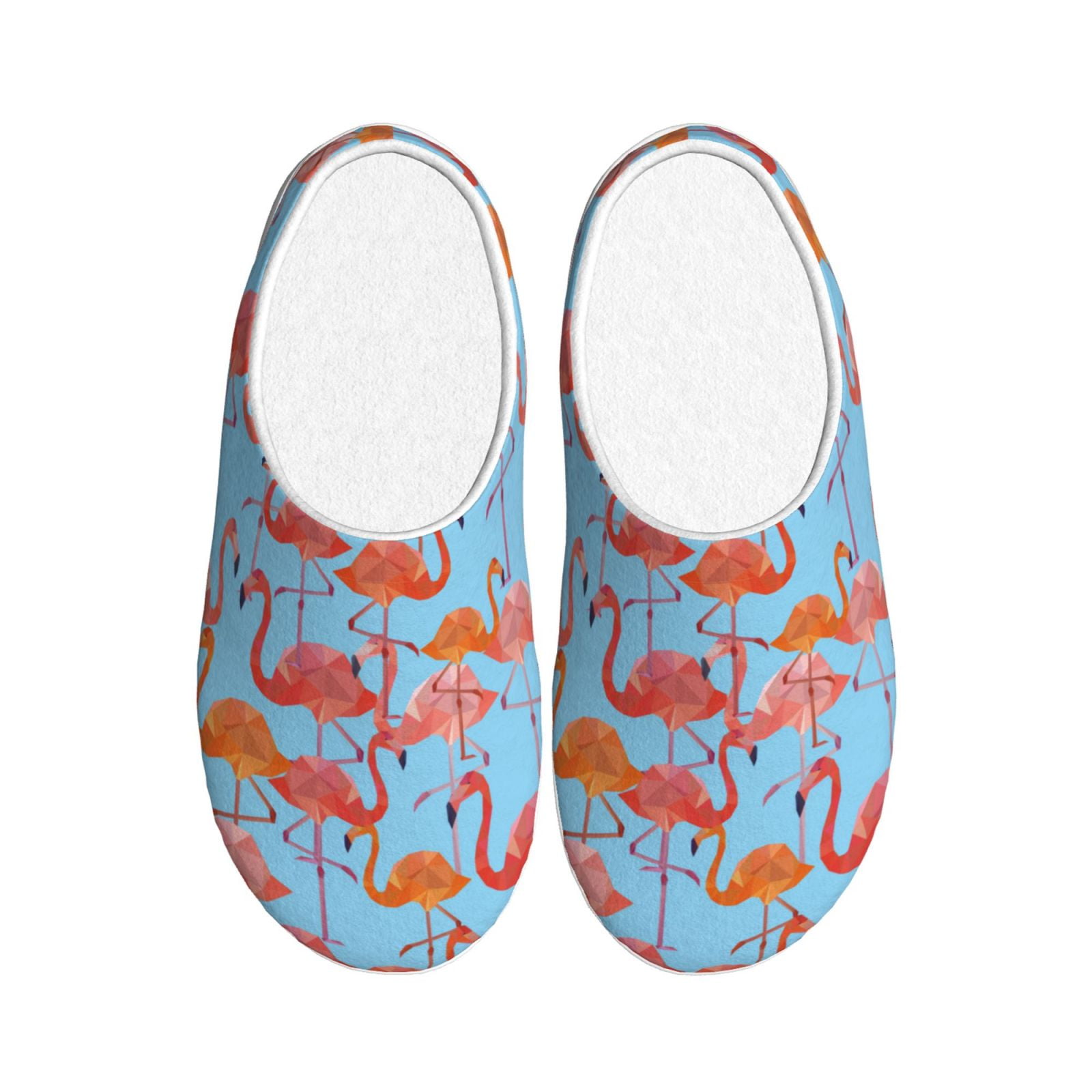 Balery Flamingo Pattern Women's Fuzzy Memory Foam Slippers Fluffy ...