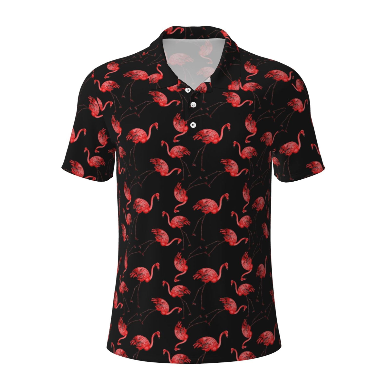 Balery Flamingo Printed Men’s Short Sleeve Polo Shirt, Midweight Men's ...