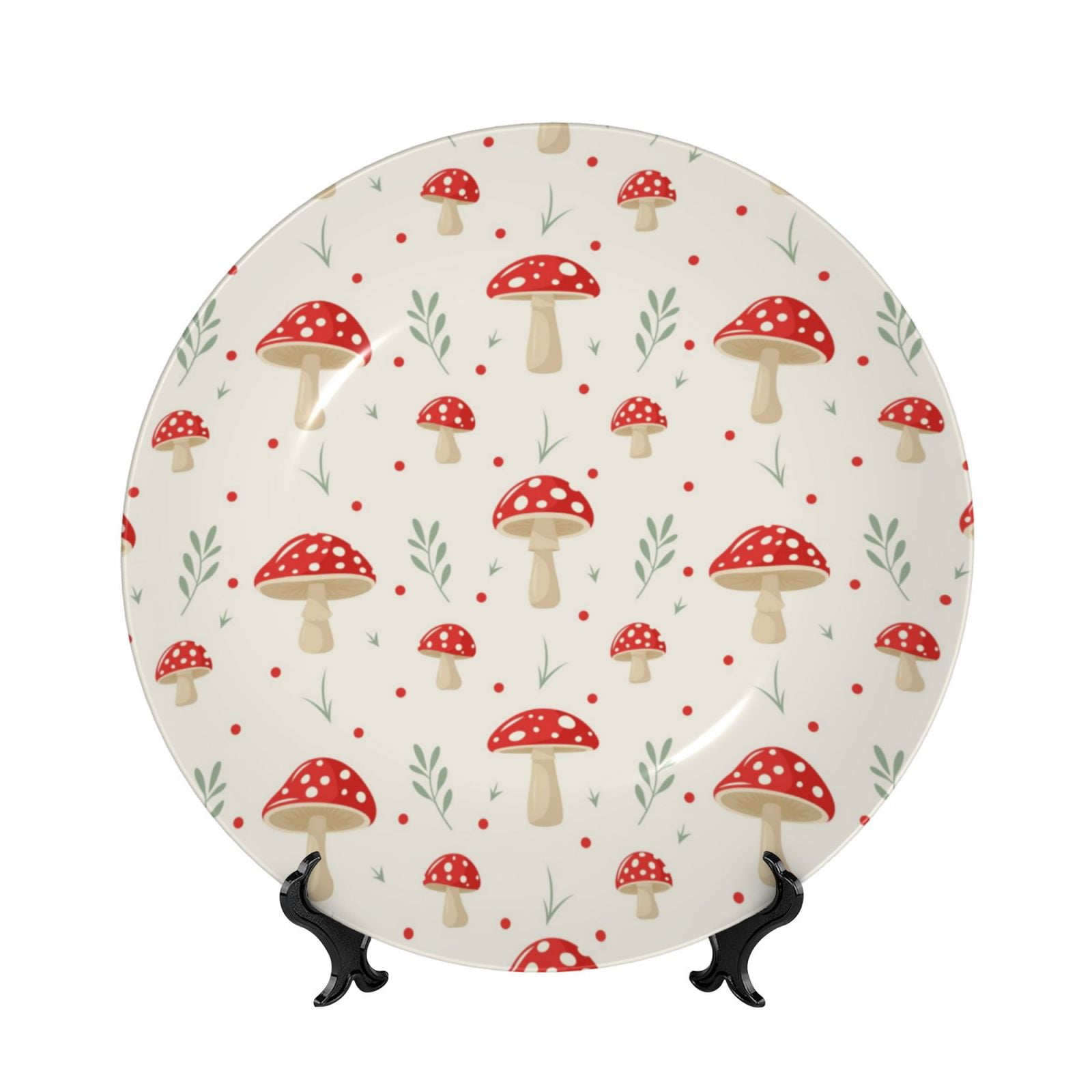 Balery Flat Mushrooms Print Bone China Decorative Plate Ceramic Dinner ...