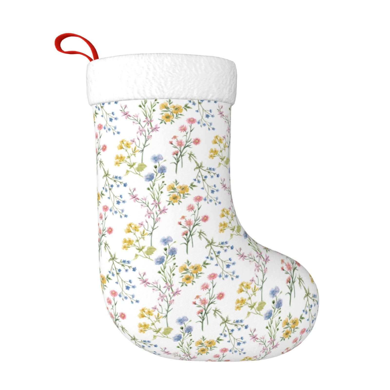 Balery Floral Pattern Christmas Stockings with Initials, 18" Large Knit ...