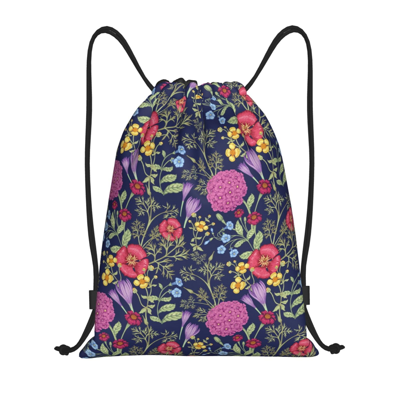 Balery Floral Pattern Drawstring Backpack Bag Sport Gym Sackpack Cinch ...