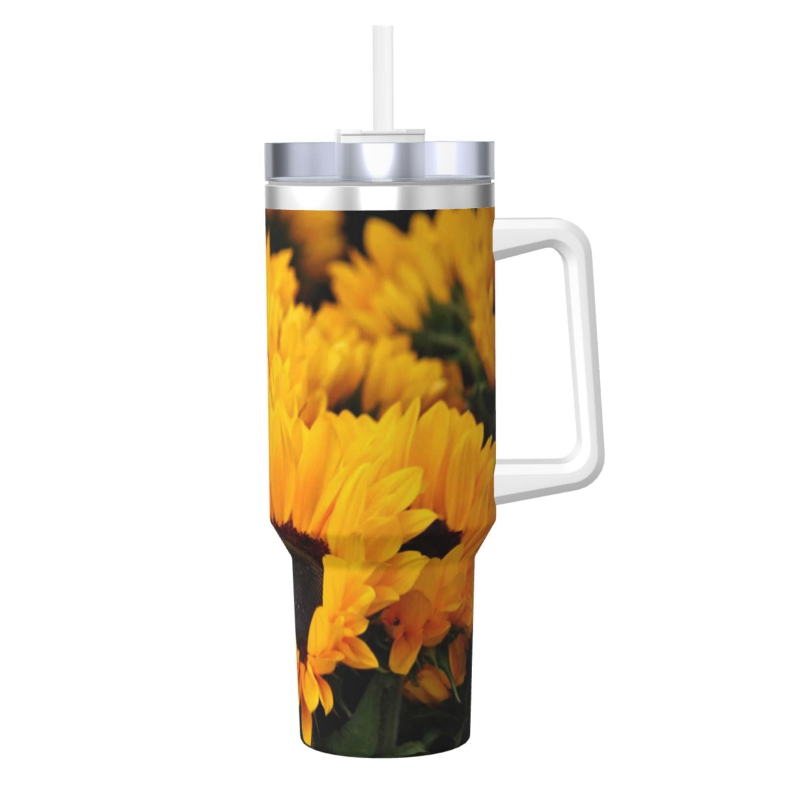 Balery Flower Bush Sunflower Pattern 40oz Stainless Steel Tumbler ...