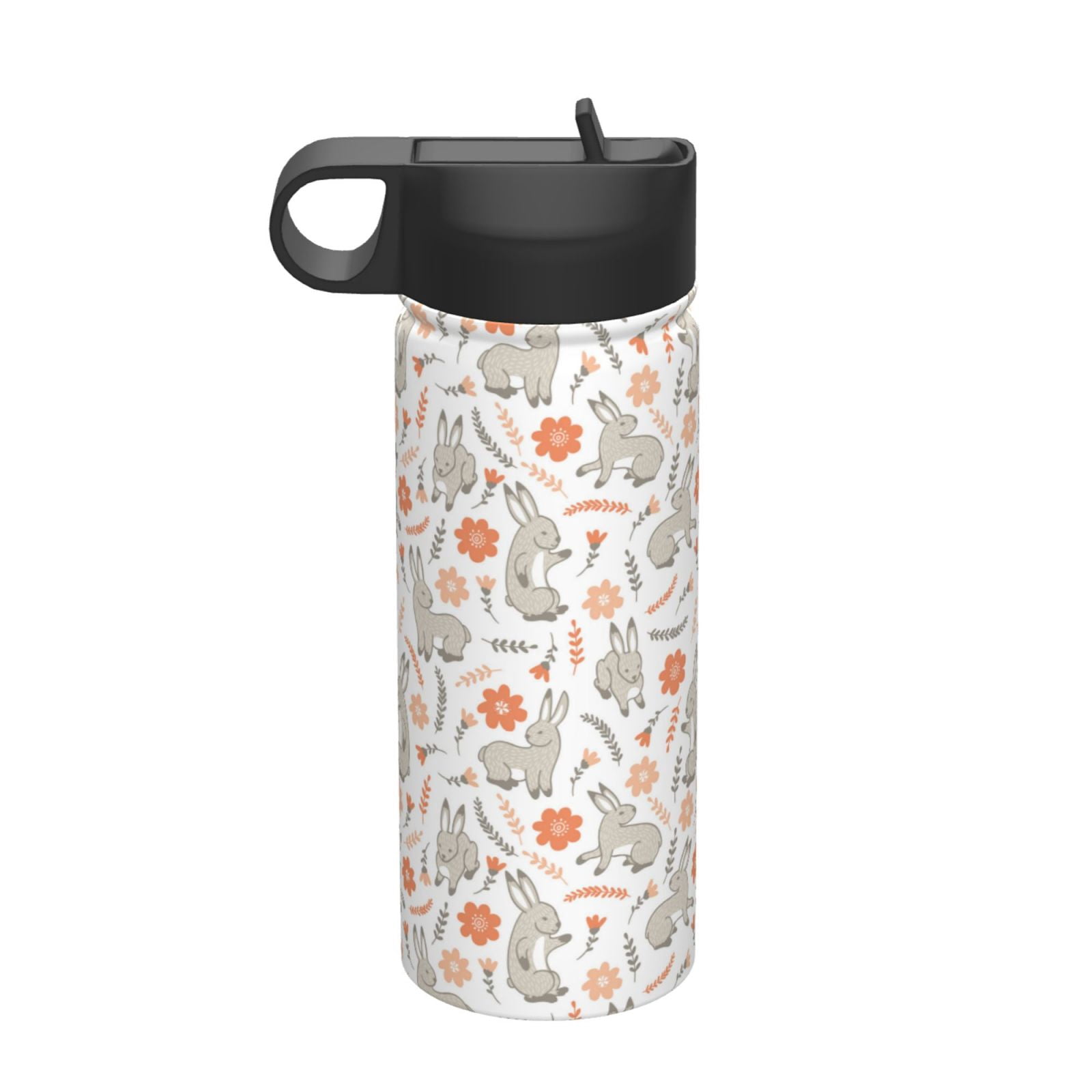 Balery Flower Rabbit Pattern Water Bottle,18oz Sports Insulated Kettle ...