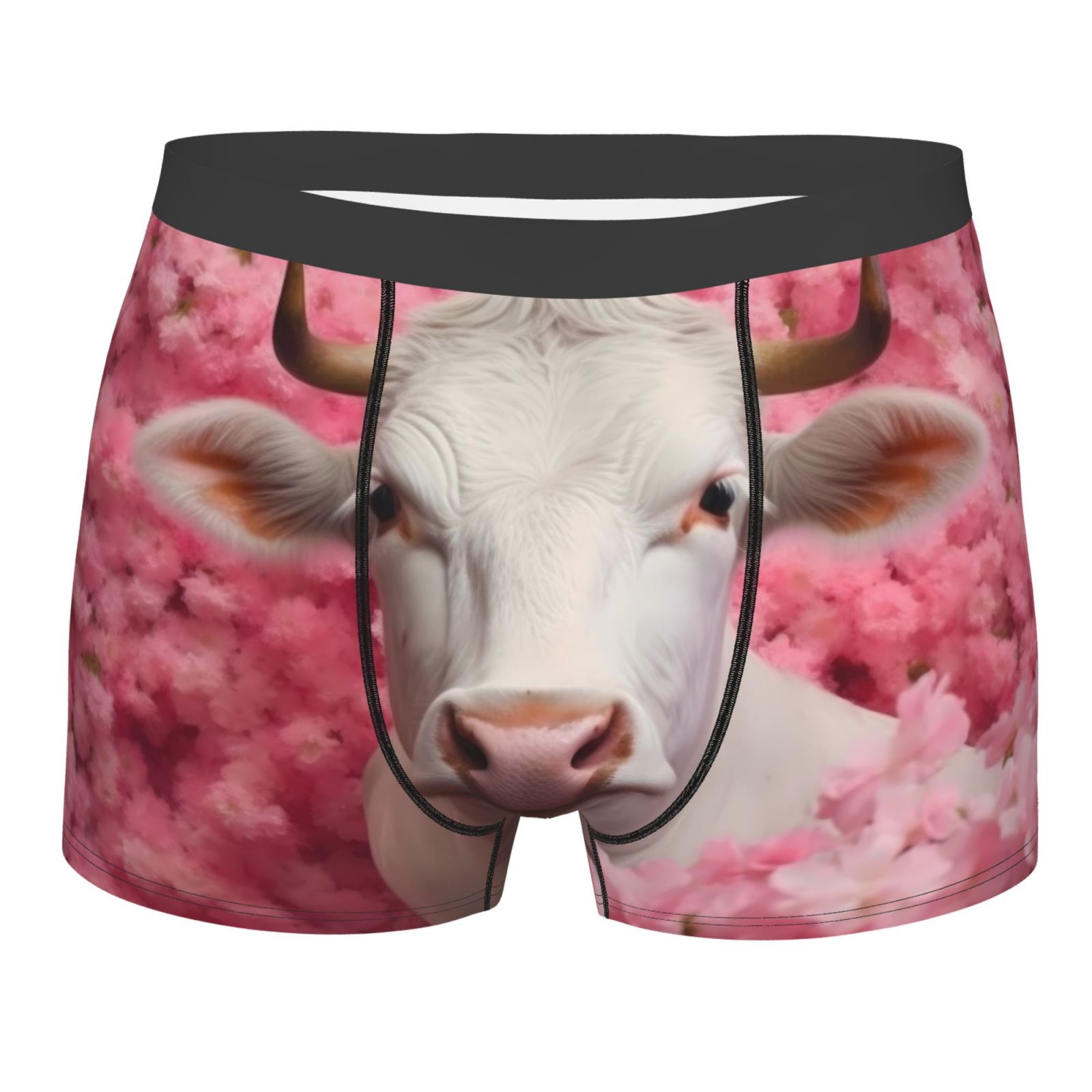 Balery Flower White Cow Men's Boxer Briefs, Soft and Breathable Cotton ...