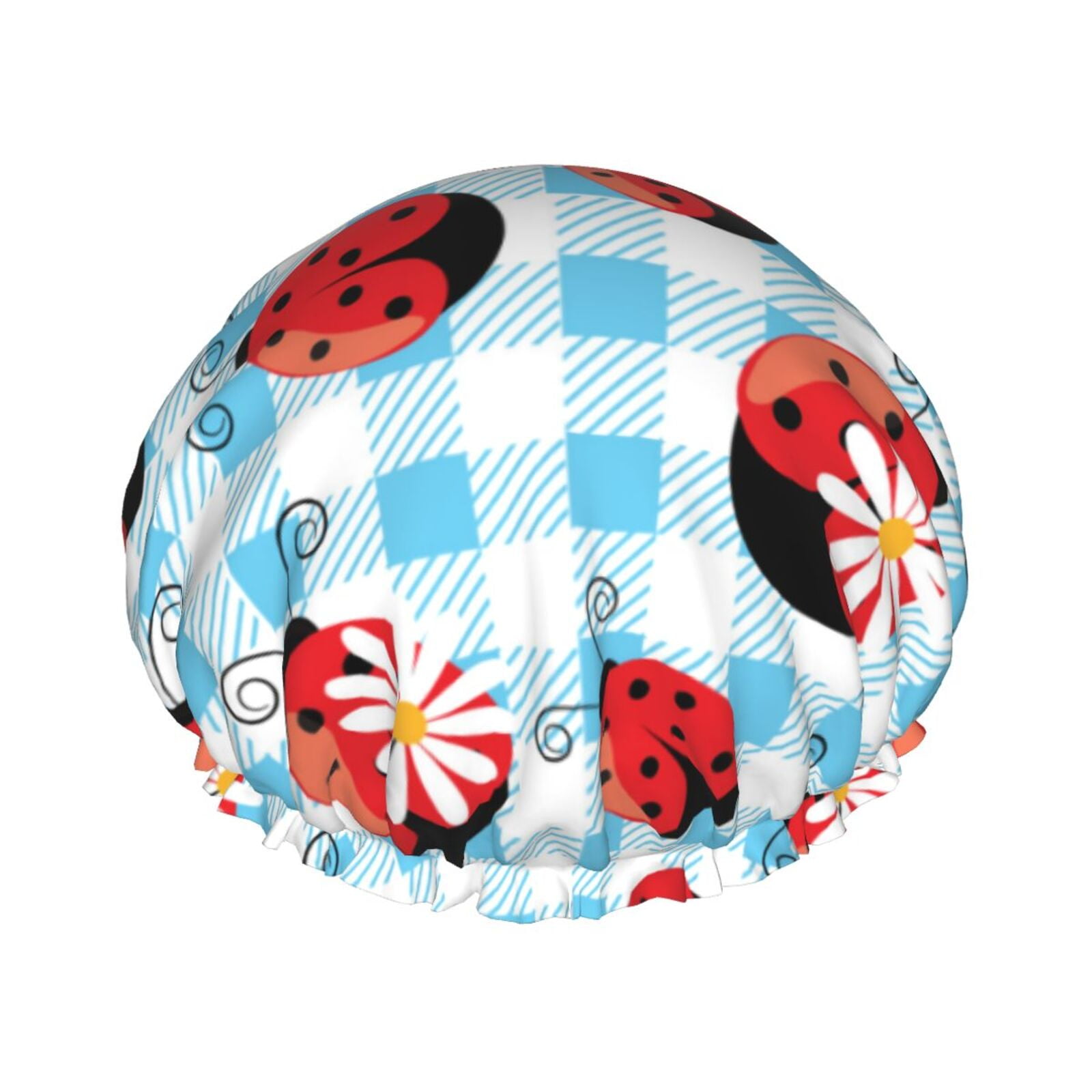 Balery Flowers And Lady Bugs Shower Caps, Double Layer Waterproof ...