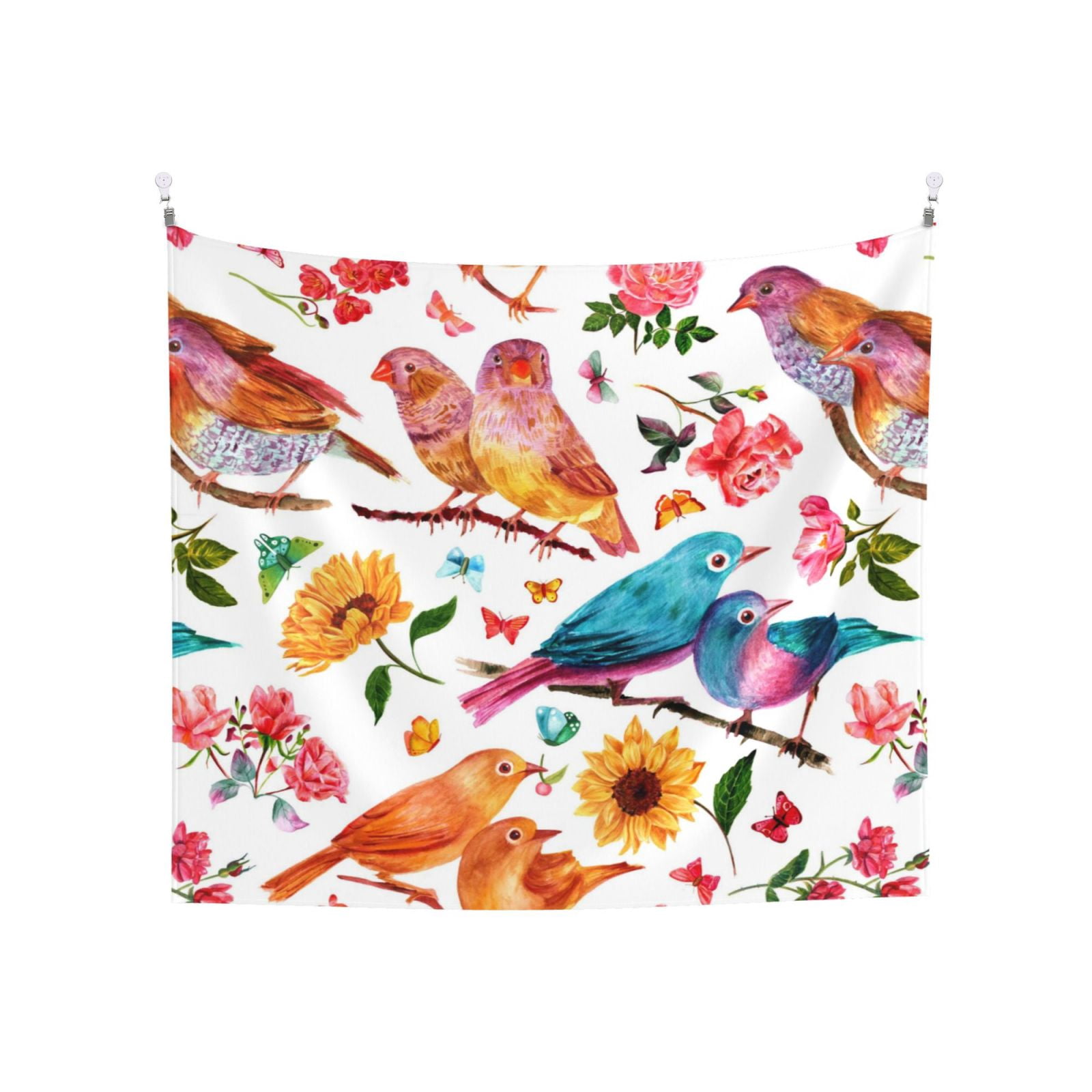 Balery Flowers Birds And Butterflies Pattern Tapestry 60x51 Inches ...