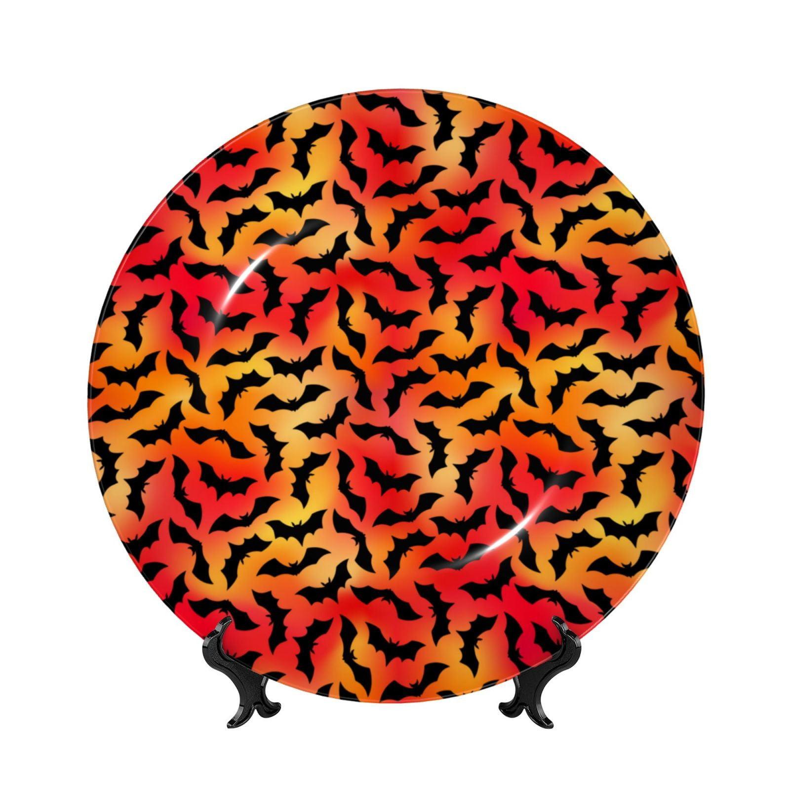 Balery Flying Black Bat Print Bone China Decorative Plate Ceramic ...