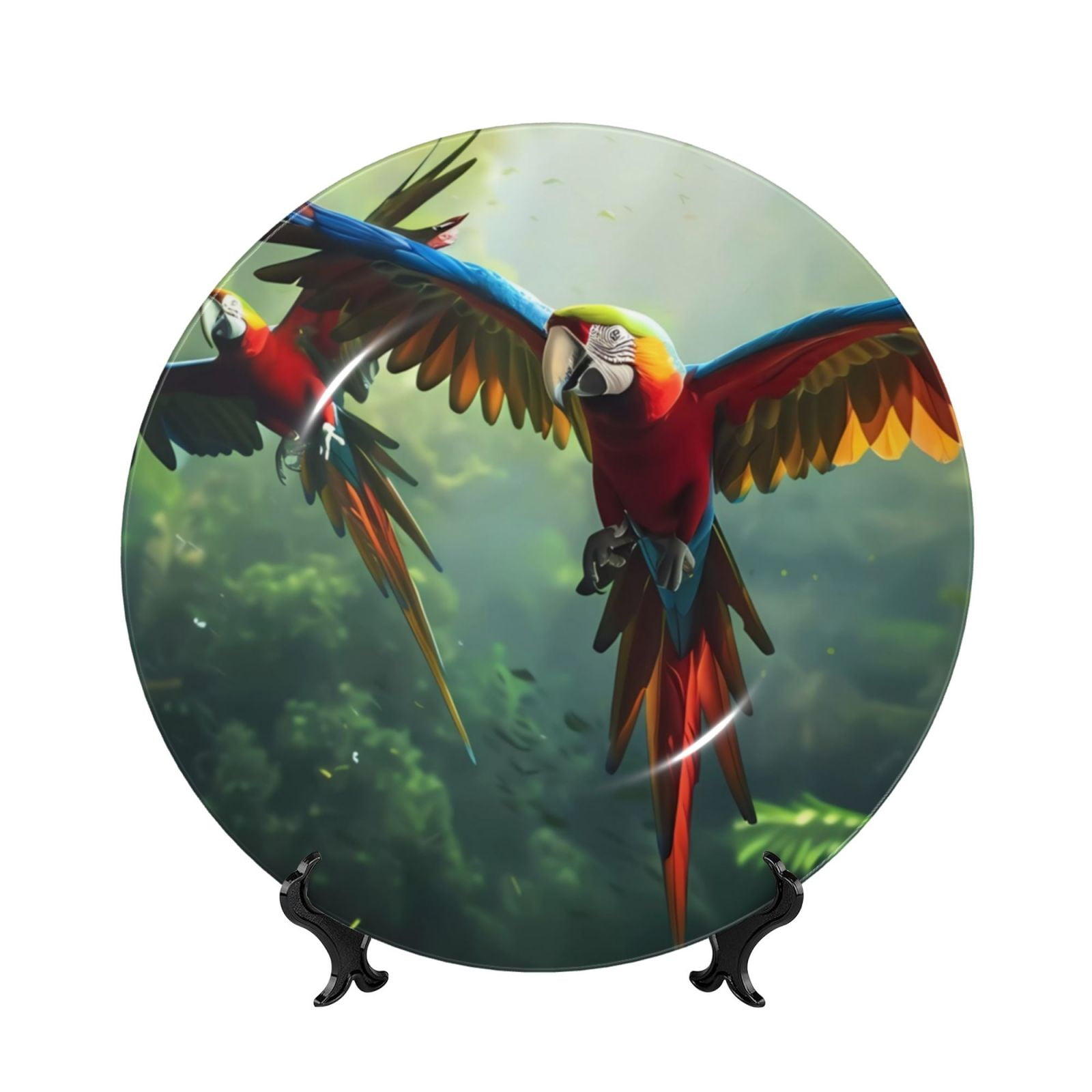 Balery Flying Parrots In Jungle Print Bone China Decorative Plate ...