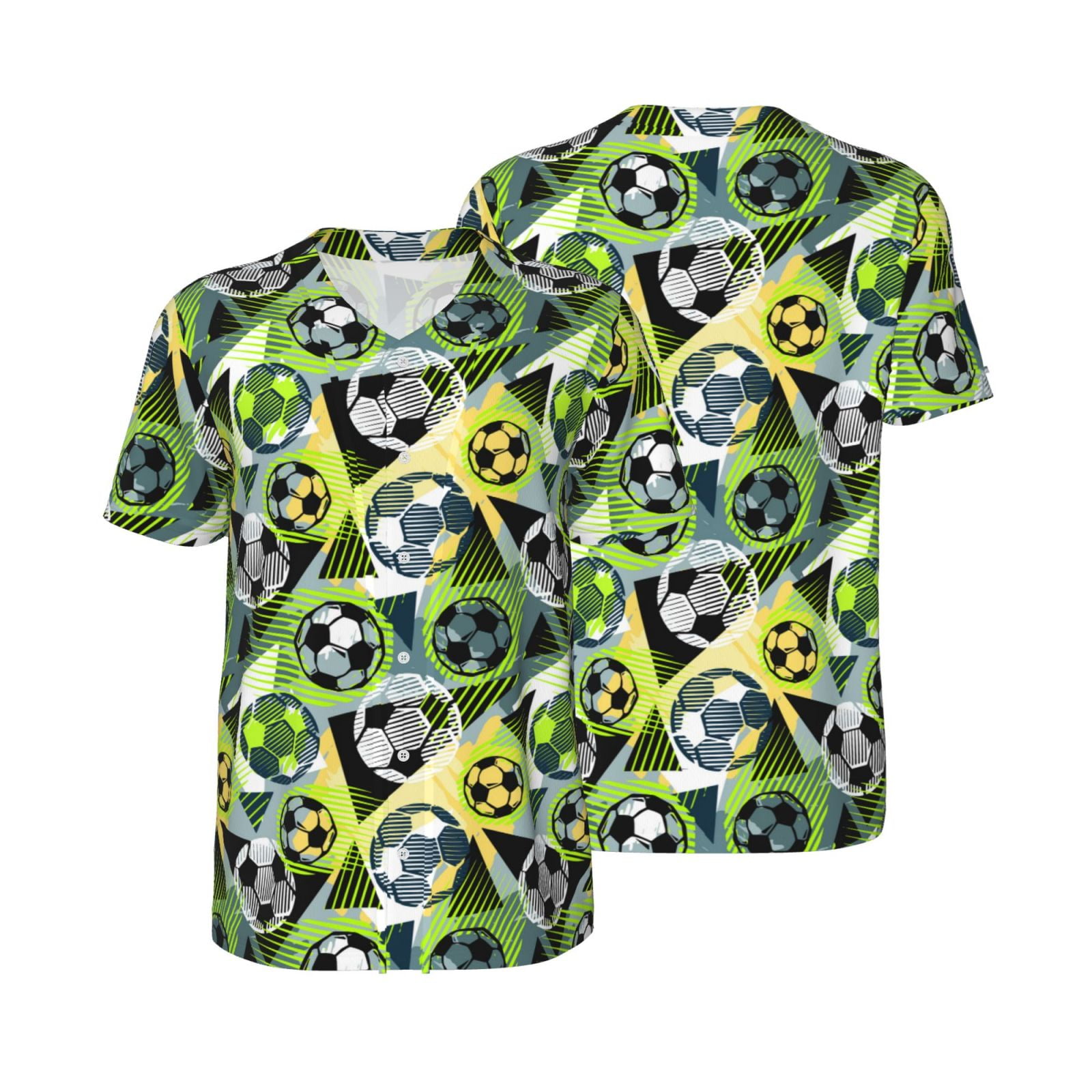Balery Football Doodle Baseball Jersey for Men Casual Button Down ...