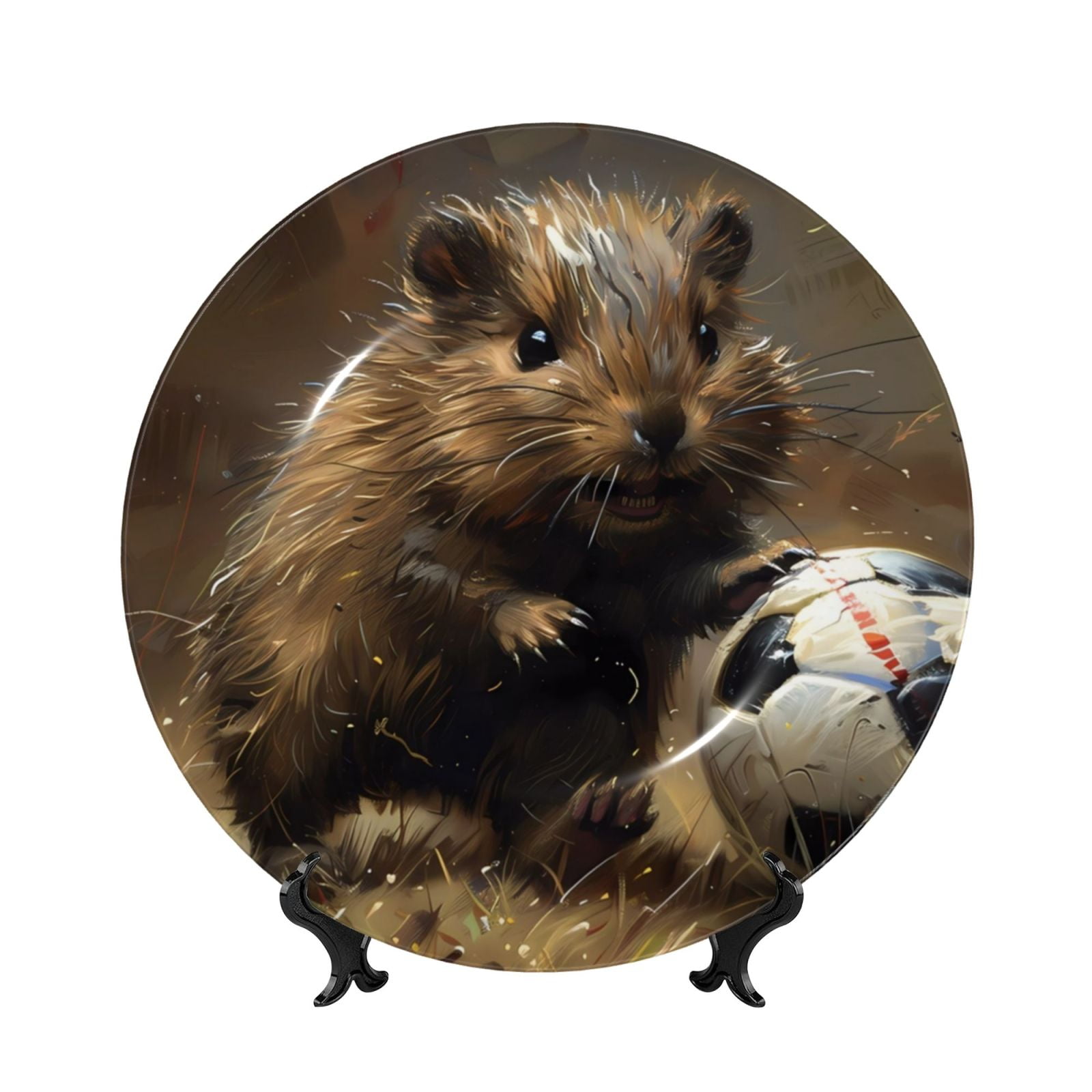 Balery Football Loving Hamster Print Bone China Decorative Plate ...