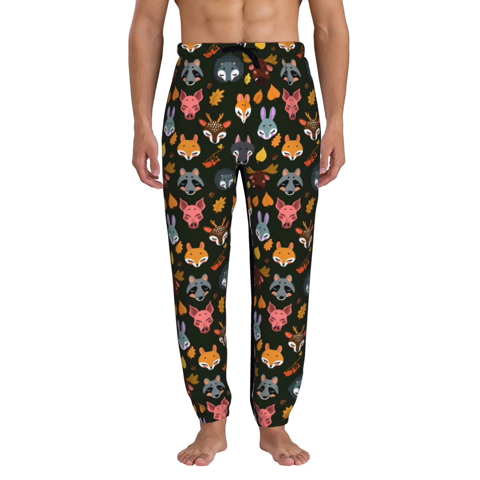 Balery Forest Animal Faces Pattern Joggers for Men Athletic Workout ...