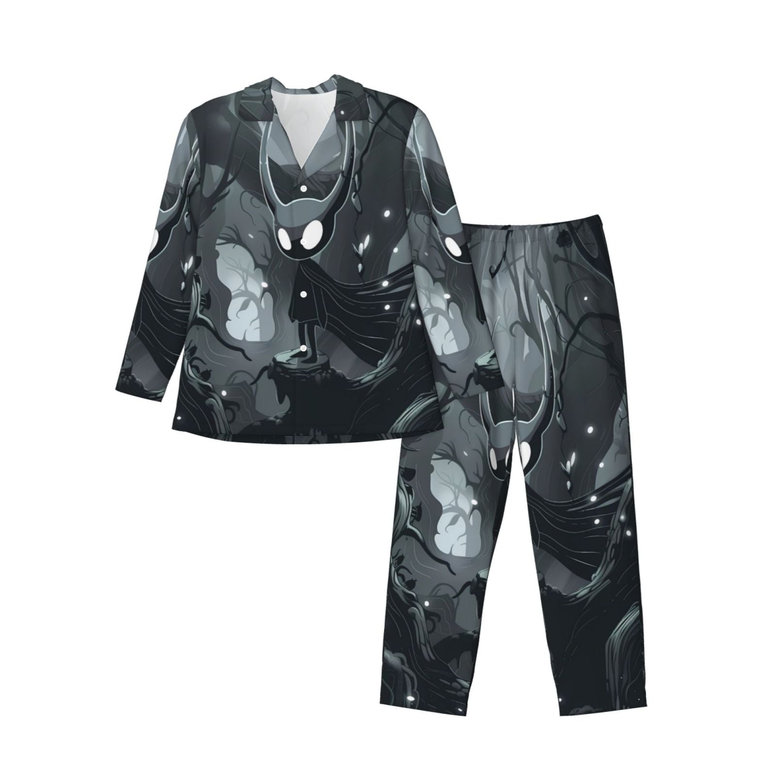 Balery Forest Black Ghost Warrior Pattern Pajama Sets for Men Long ...