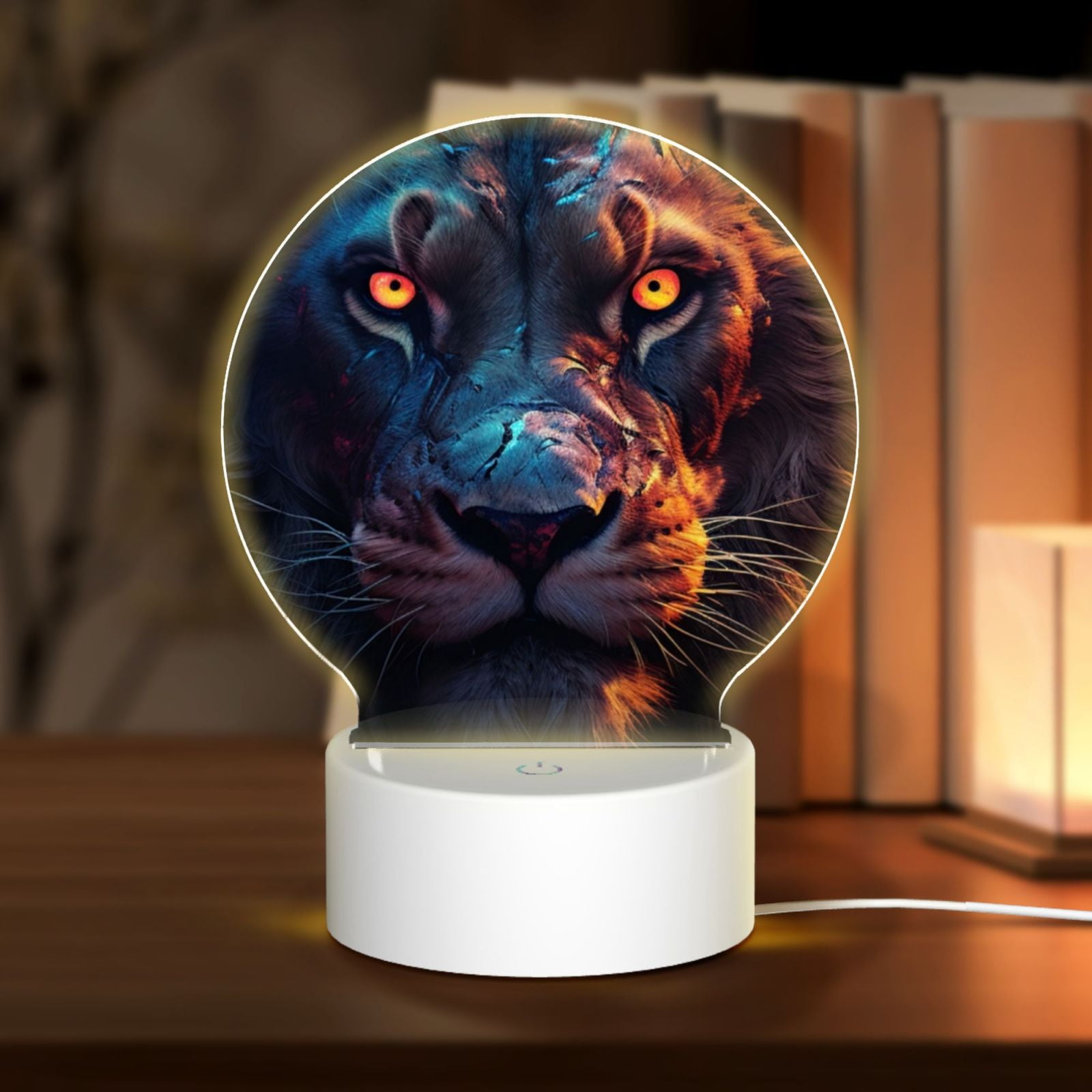Balery Forest Cool Lion Pattern Acrylic Night Light Gift with 3 Color ...
