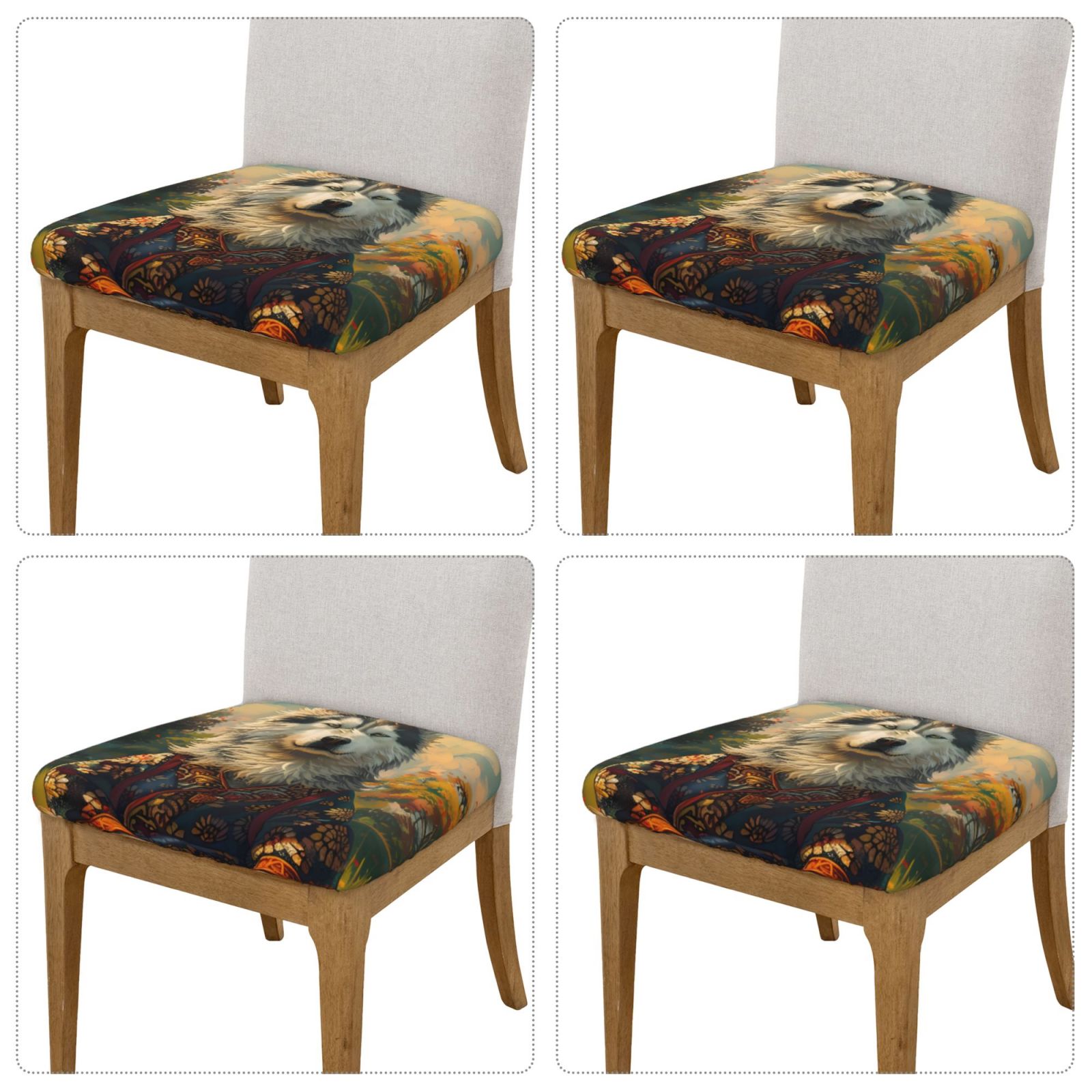 Balery Forest Maple Leaf Husky Stretch Couch Cushion Covers, Individual ...