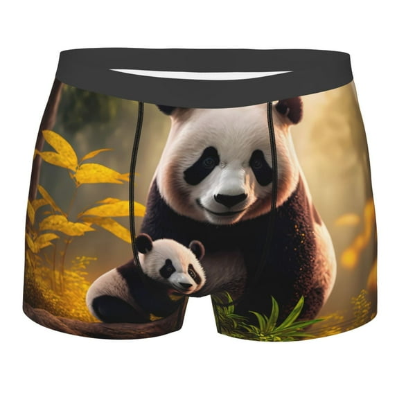 Balery Forest Panda Men's Boxer Briefs, Soft and Breathable Cotton ...