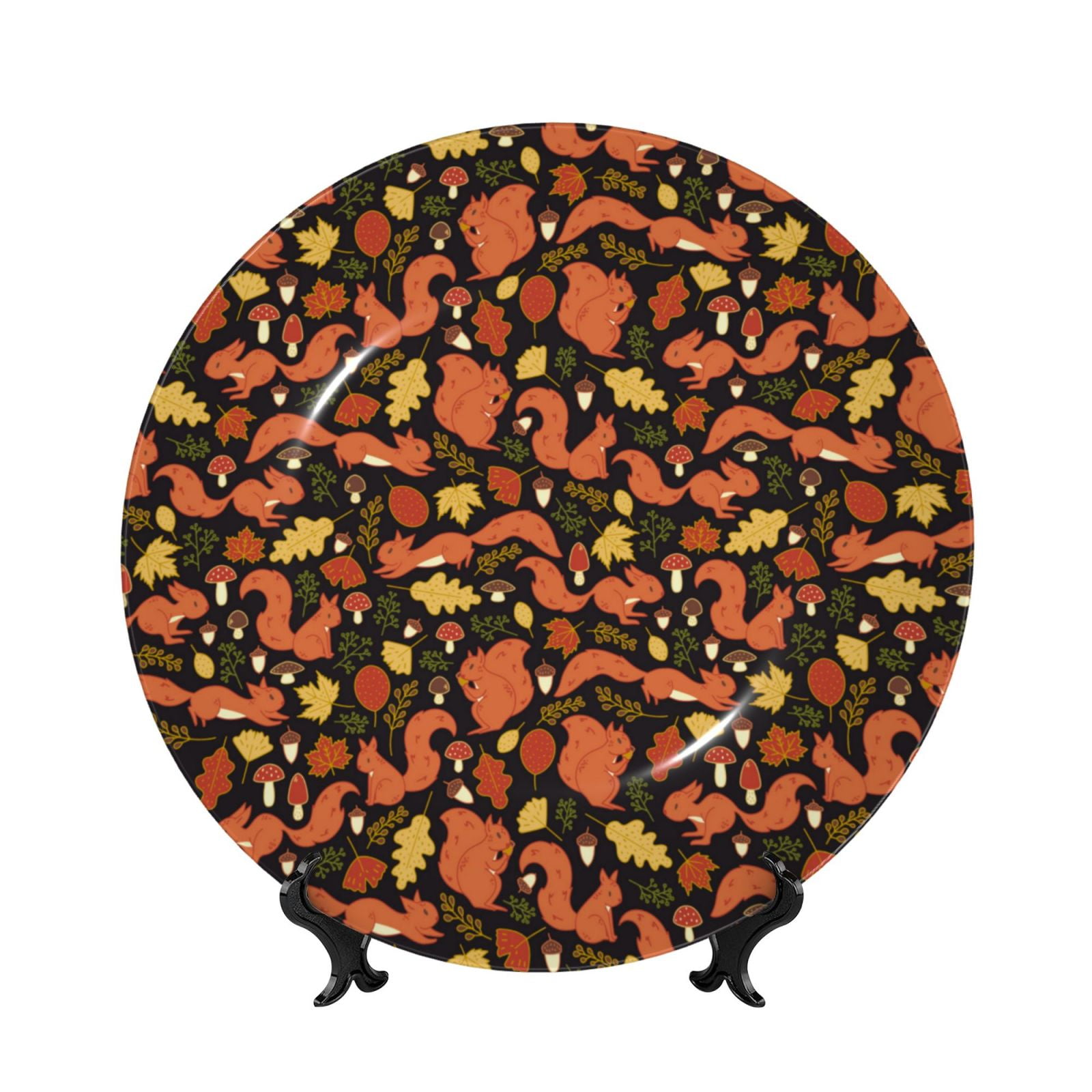 Balery Forest Squirrel Print Bone China Decorative Plate Ceramic Dinner ...