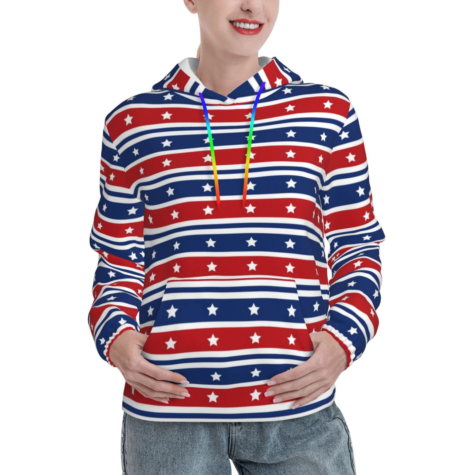 Balery Fourth Of July Pattern Womens Long Sleeve Hoodie, Pullover ...