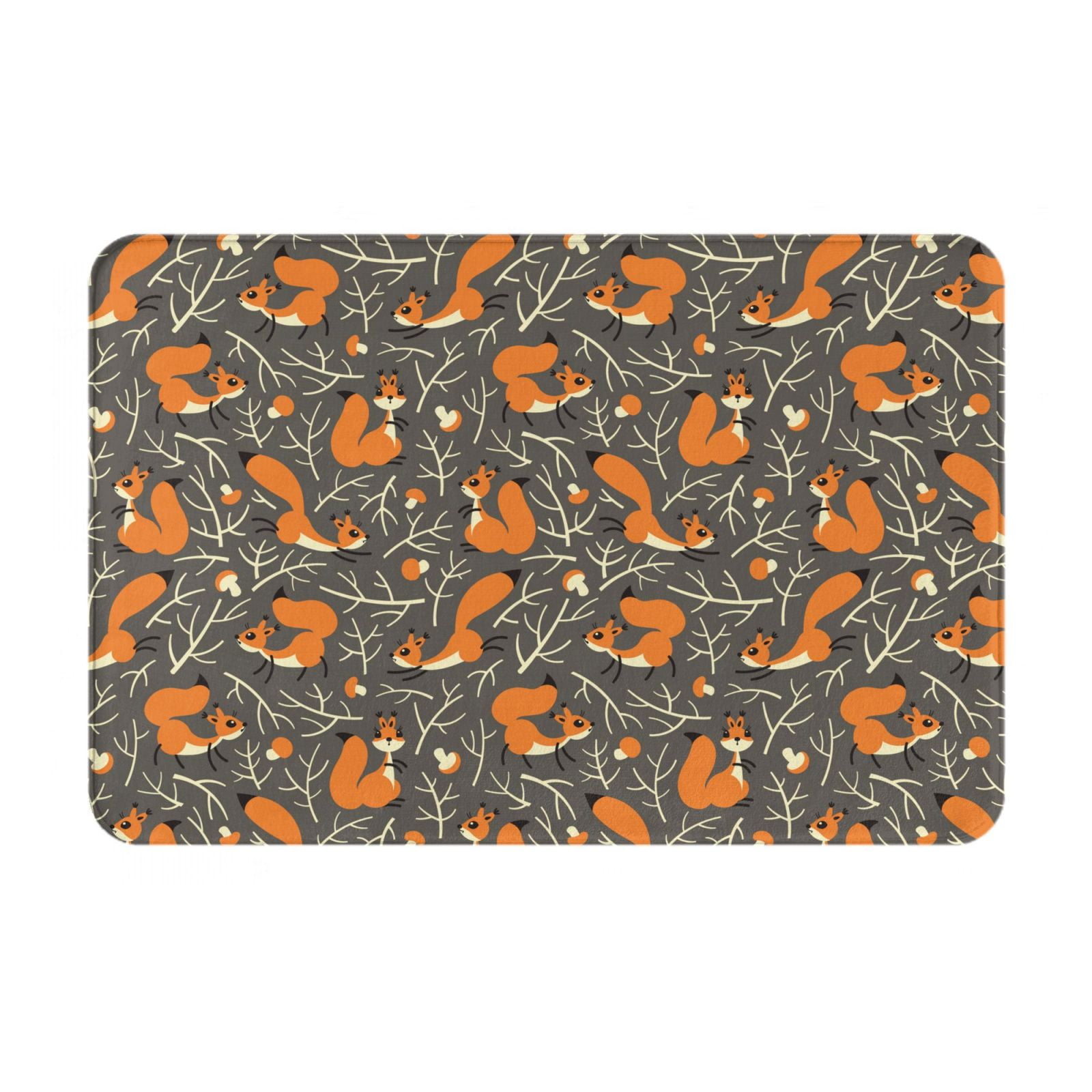 Balery Fox And Mushroom Doormat, Durable Flannel Fabric, Waterproof ...