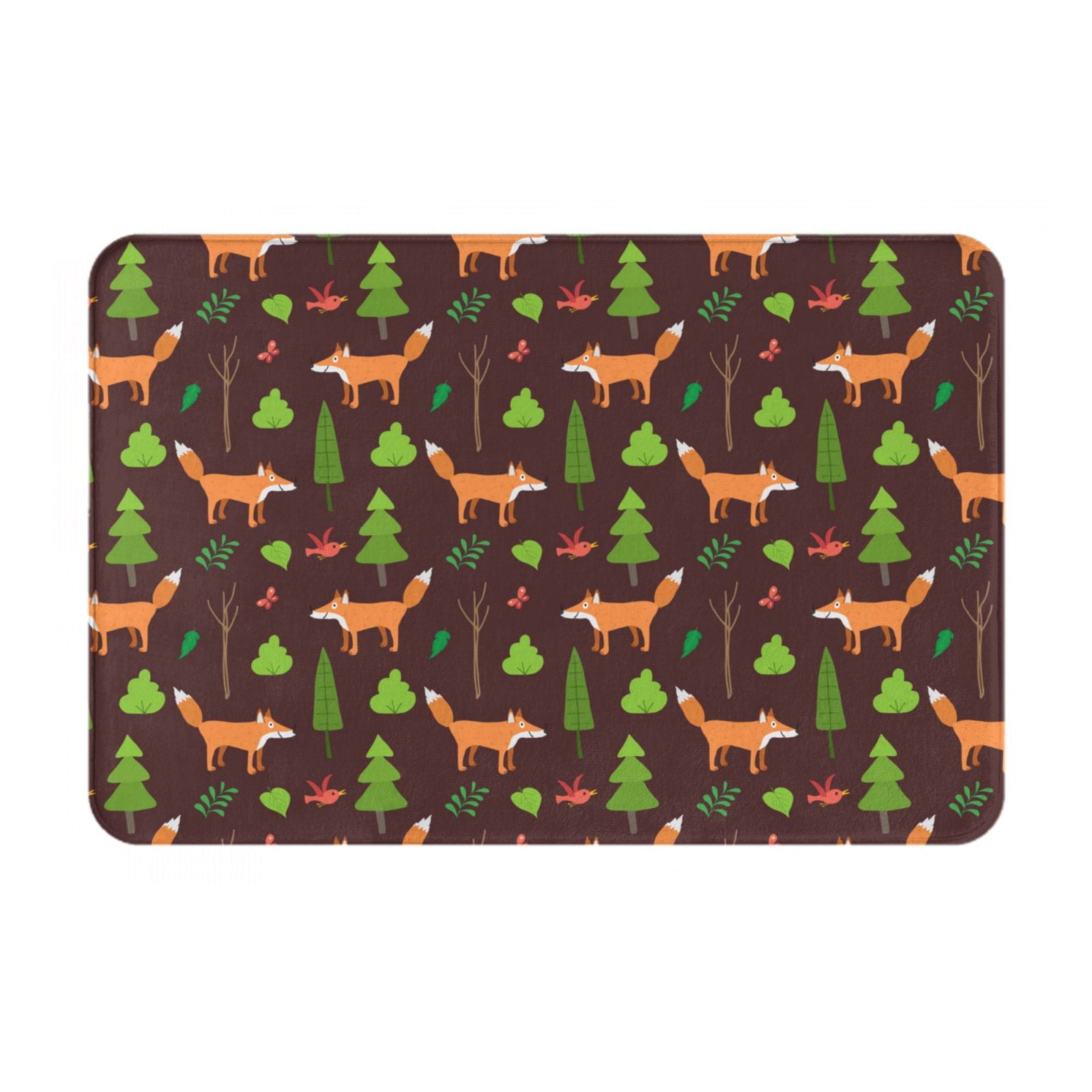 Balery Fox In Forest Doormat, Durable Flannel Fabric, Waterproof Stain ...
