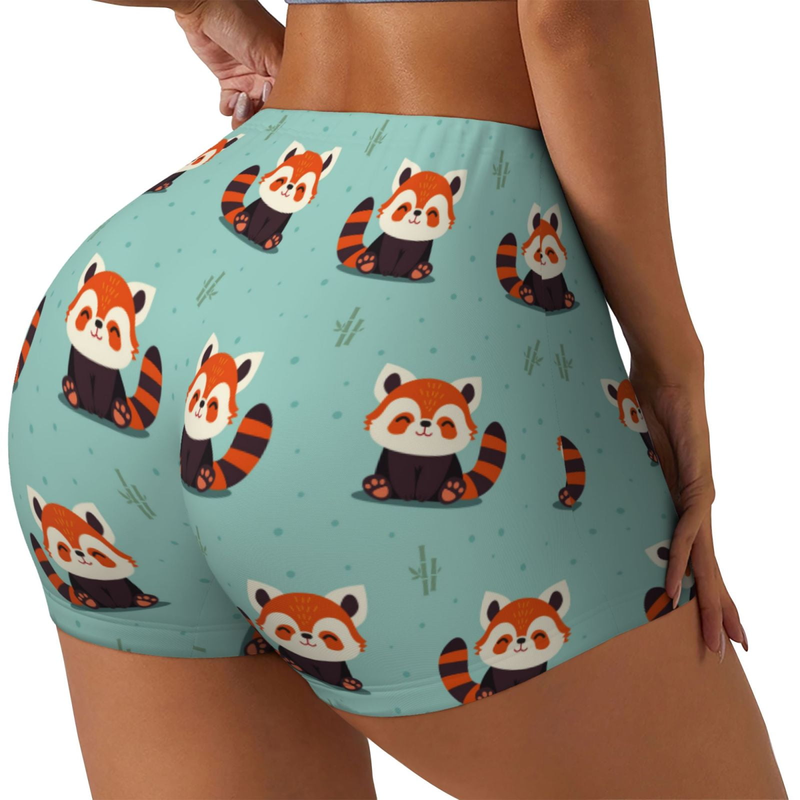 Balery Fox Printed Workout Shorts for Women Seamless Scrunch Short Gym ...