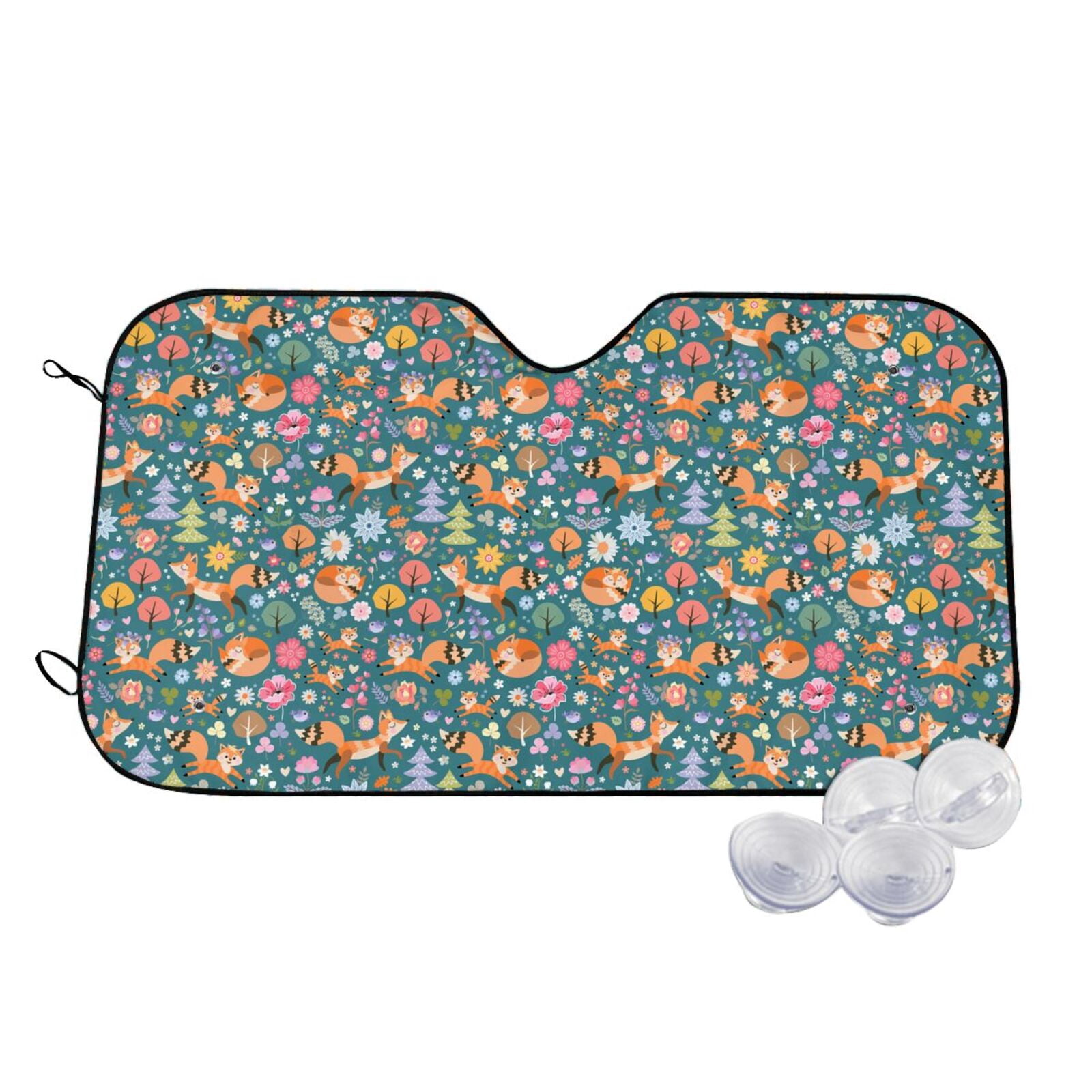 Balery Foxes and Birds in Forest Print Car Windshield Sun Shade ...
