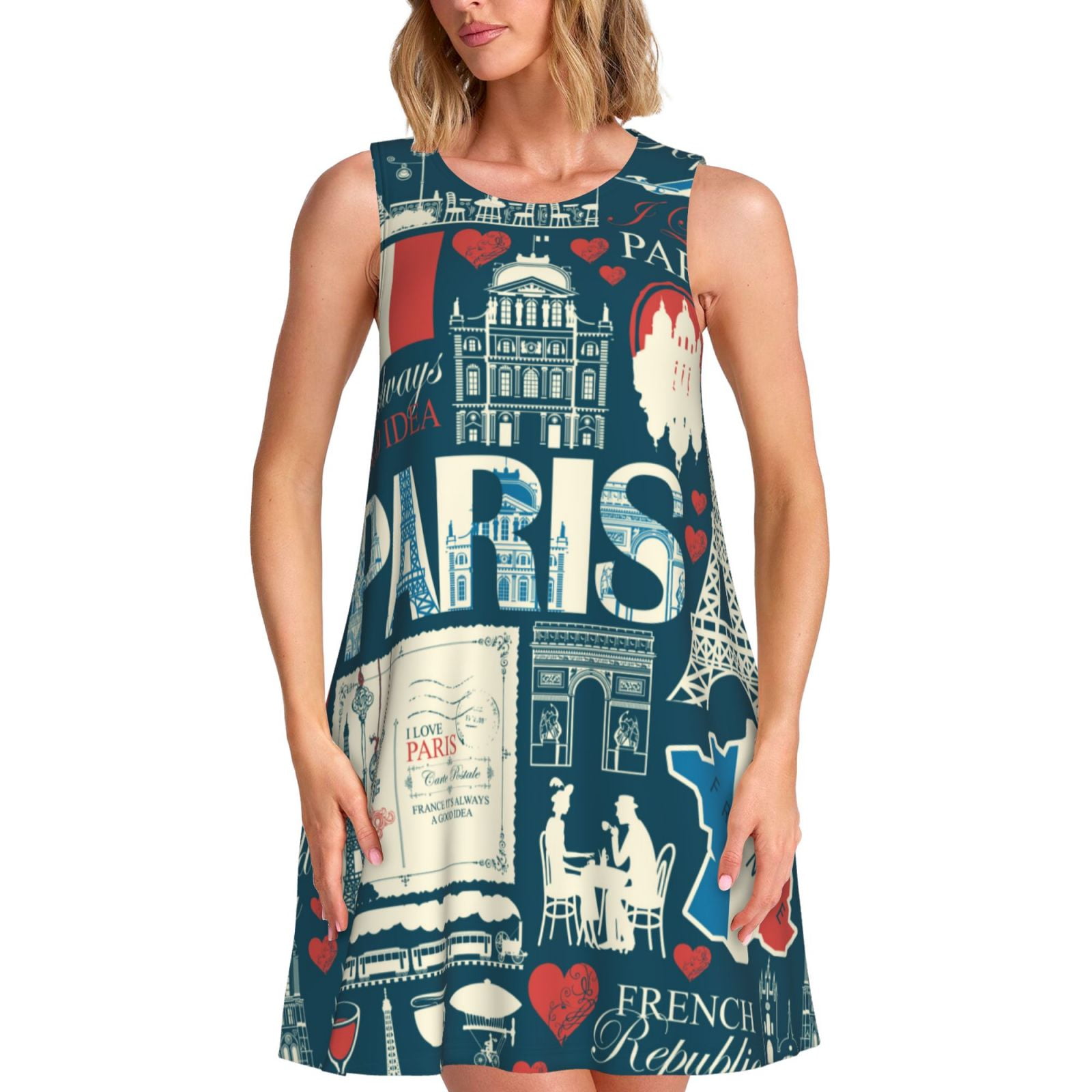 Balery France and Paris Pattern Women’s Summer Dresses – Loose ...