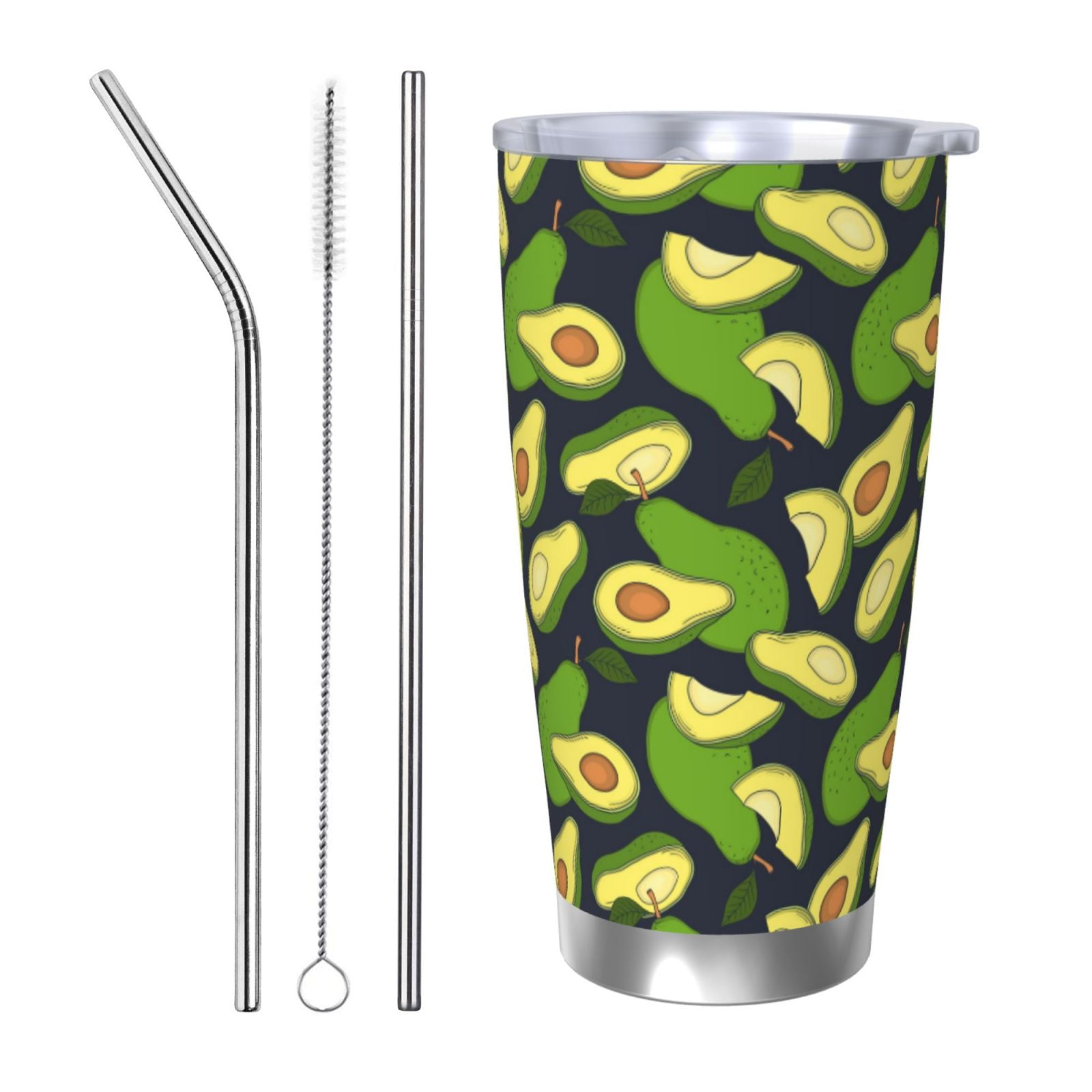 Balery Fresh Avocado Pattern 20oz Insulated Car Cup with Dual Drink ...
