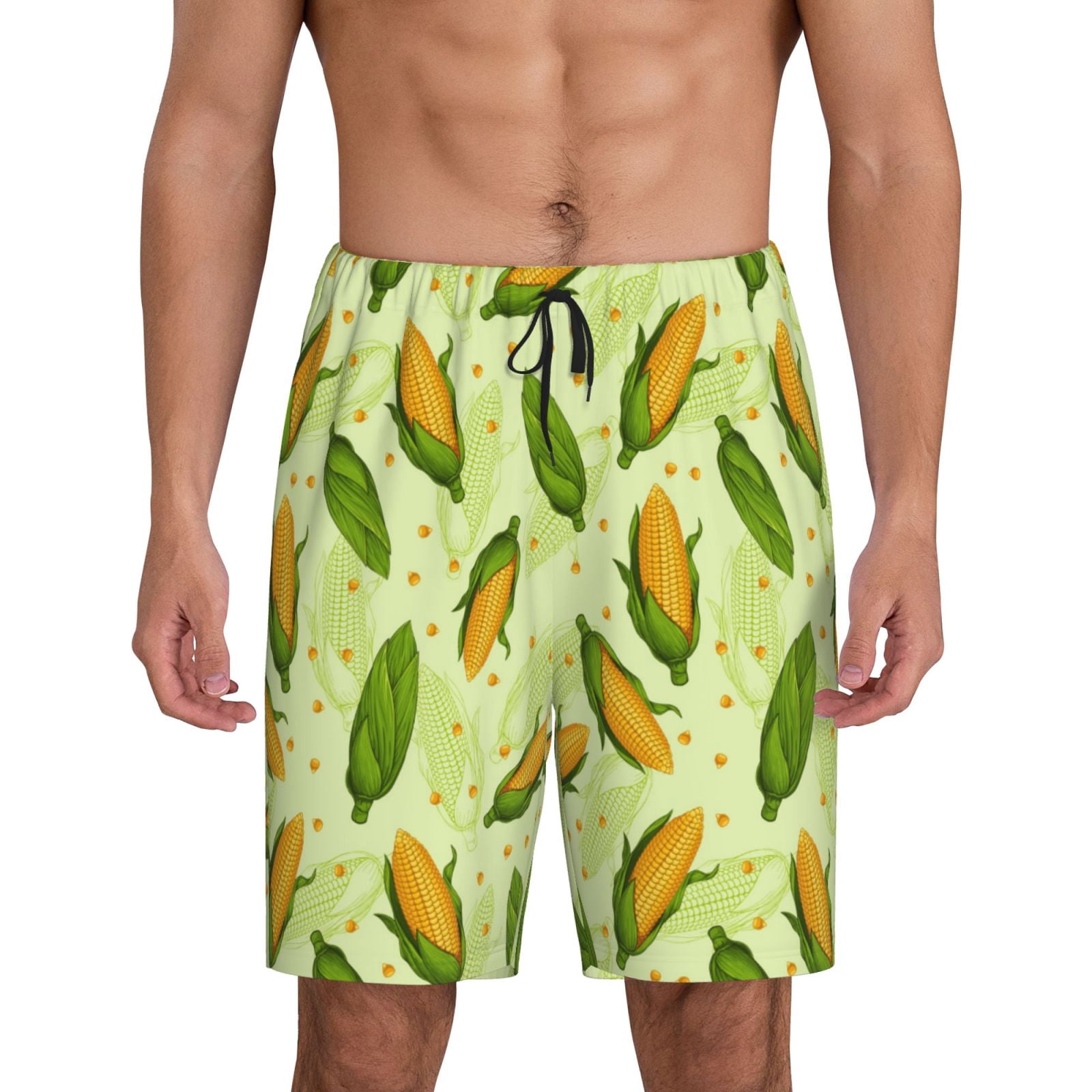 Balery Fresh Corn Men's Cotton Knit Pajama Shorts Waistband & Pockets ...