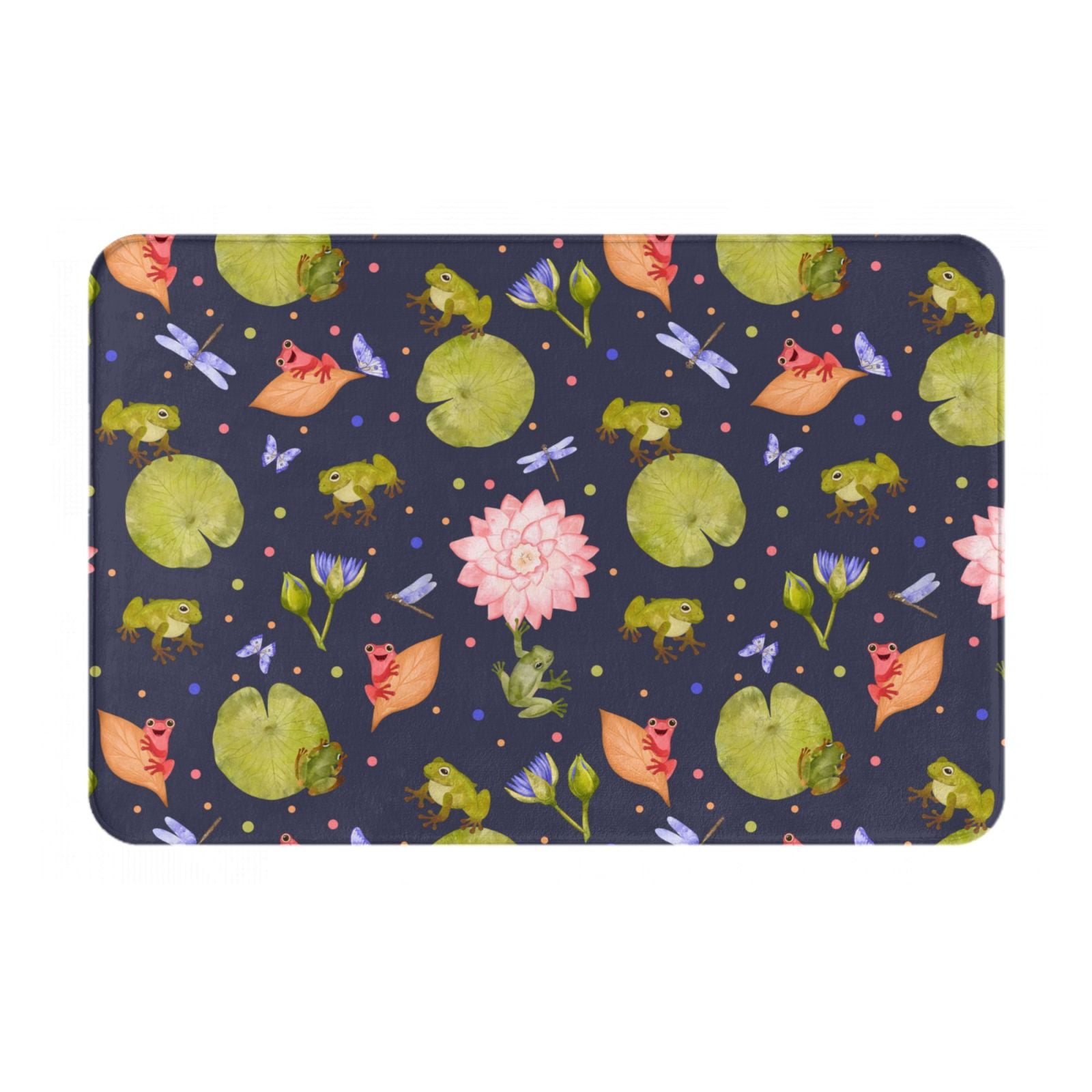 Balery Frog And Flowers Doormat, Durable Flannel Fabric, Waterproof ...