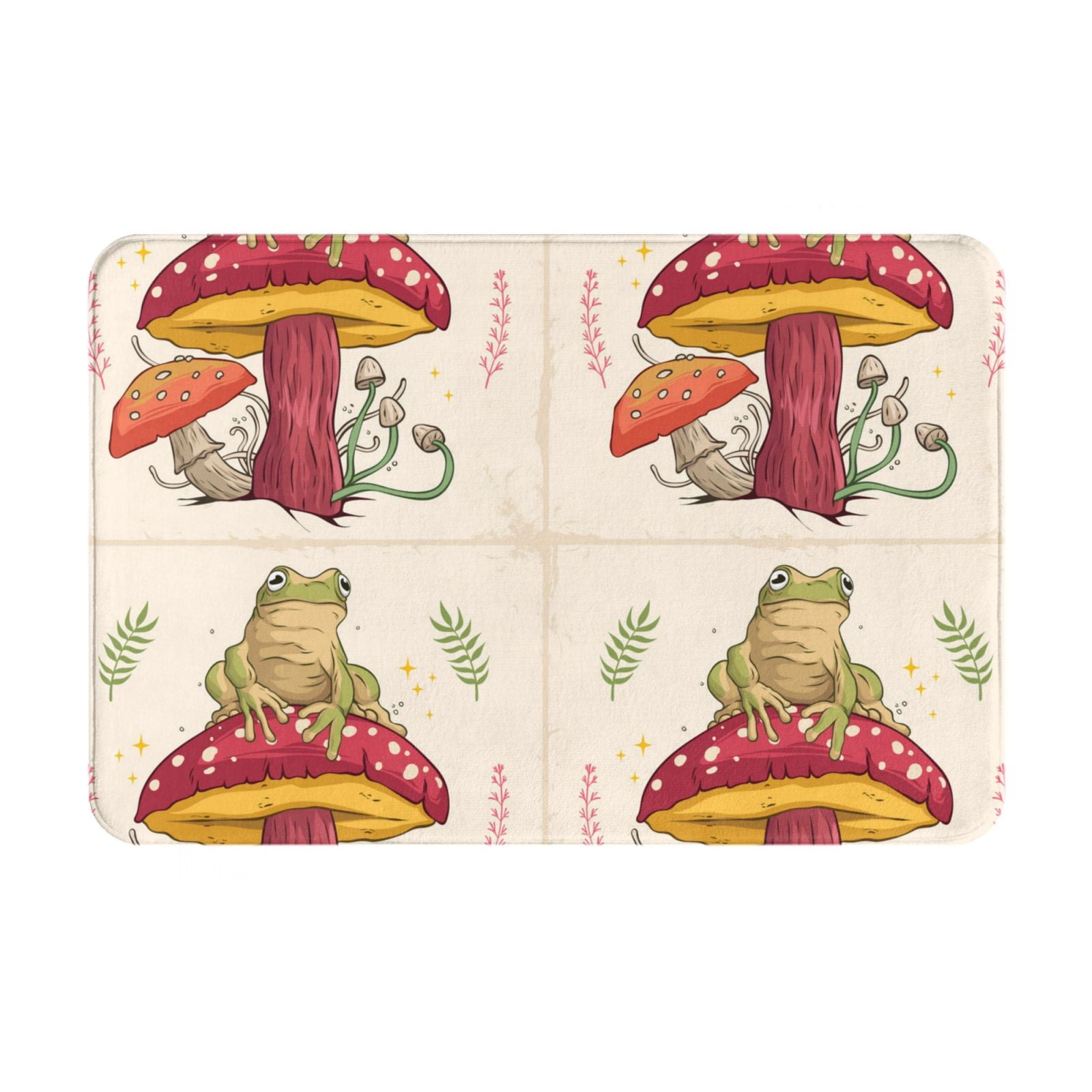 Balery Frog Sitting On Mushroom Doormat, Durable Flannel Fabric ...
