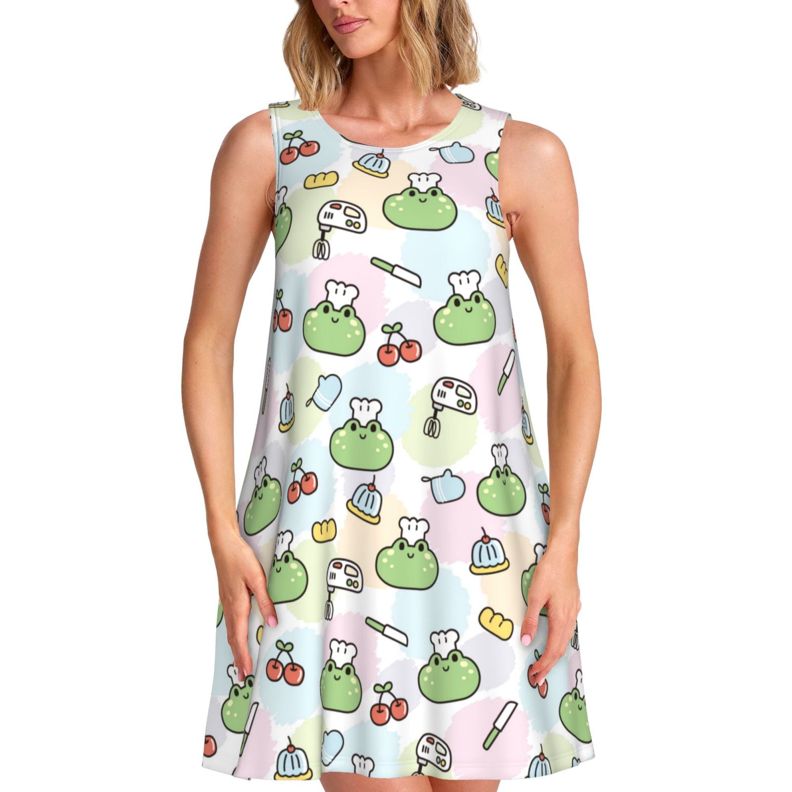 Balery Frog Wear Chef Hat Pattern Women’s Summer Dresses – Loose ...